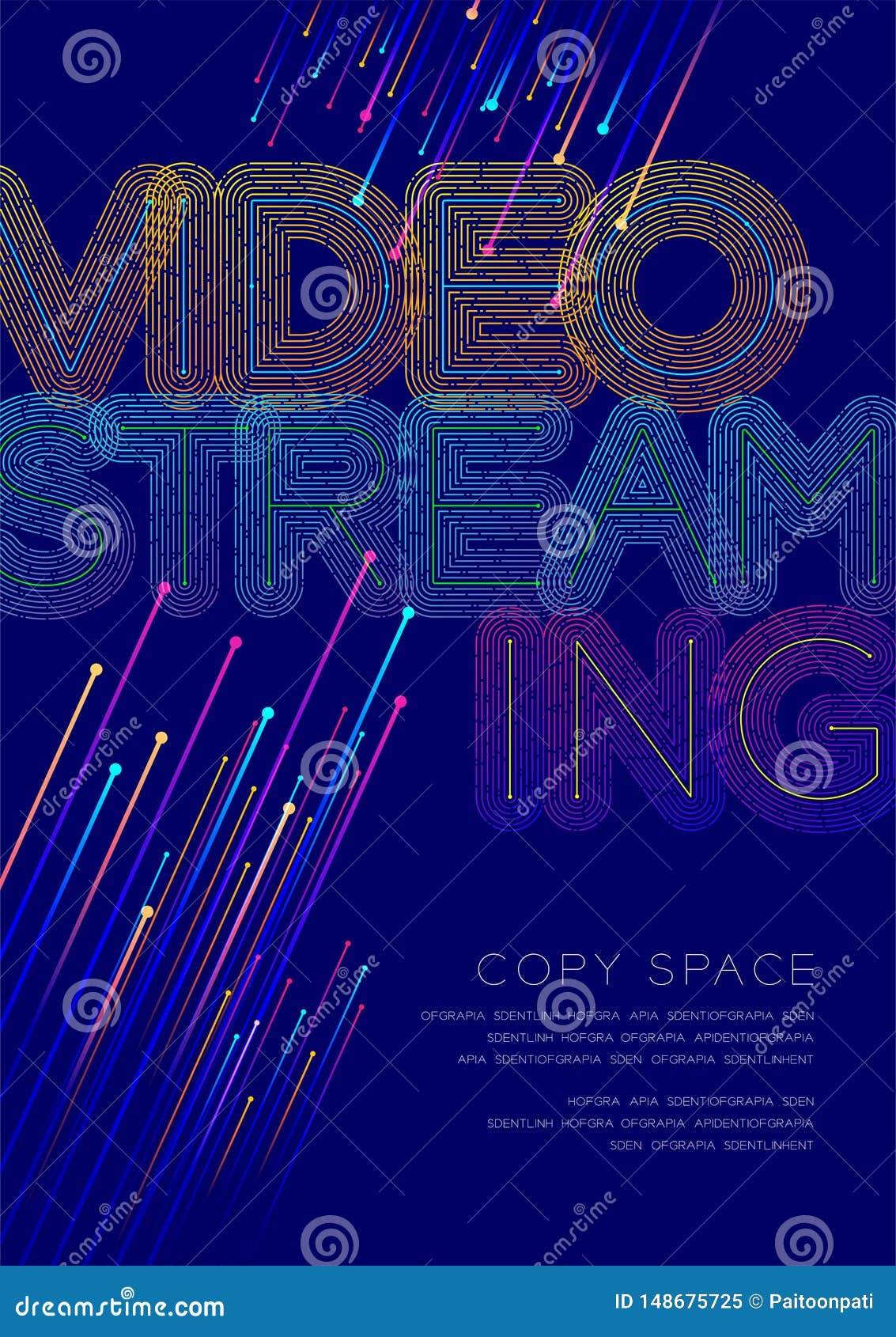 Video Streaming Big Text Dot and Dash Line Pattern Layer Overlay ...