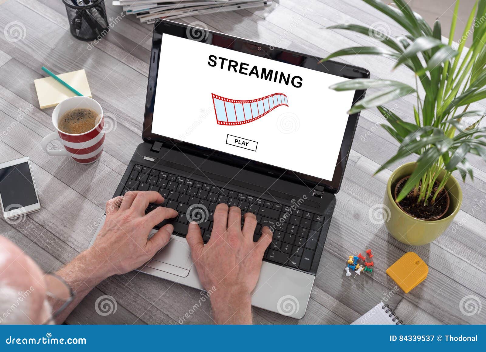 Video Streaming Concept on a Laptop Stock Image - Image of application ...