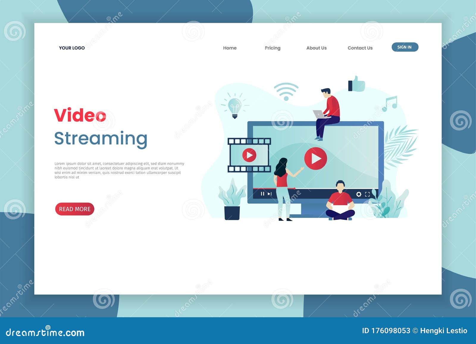 Video Streaming Service Landing Page Template Stock Illustration ...
