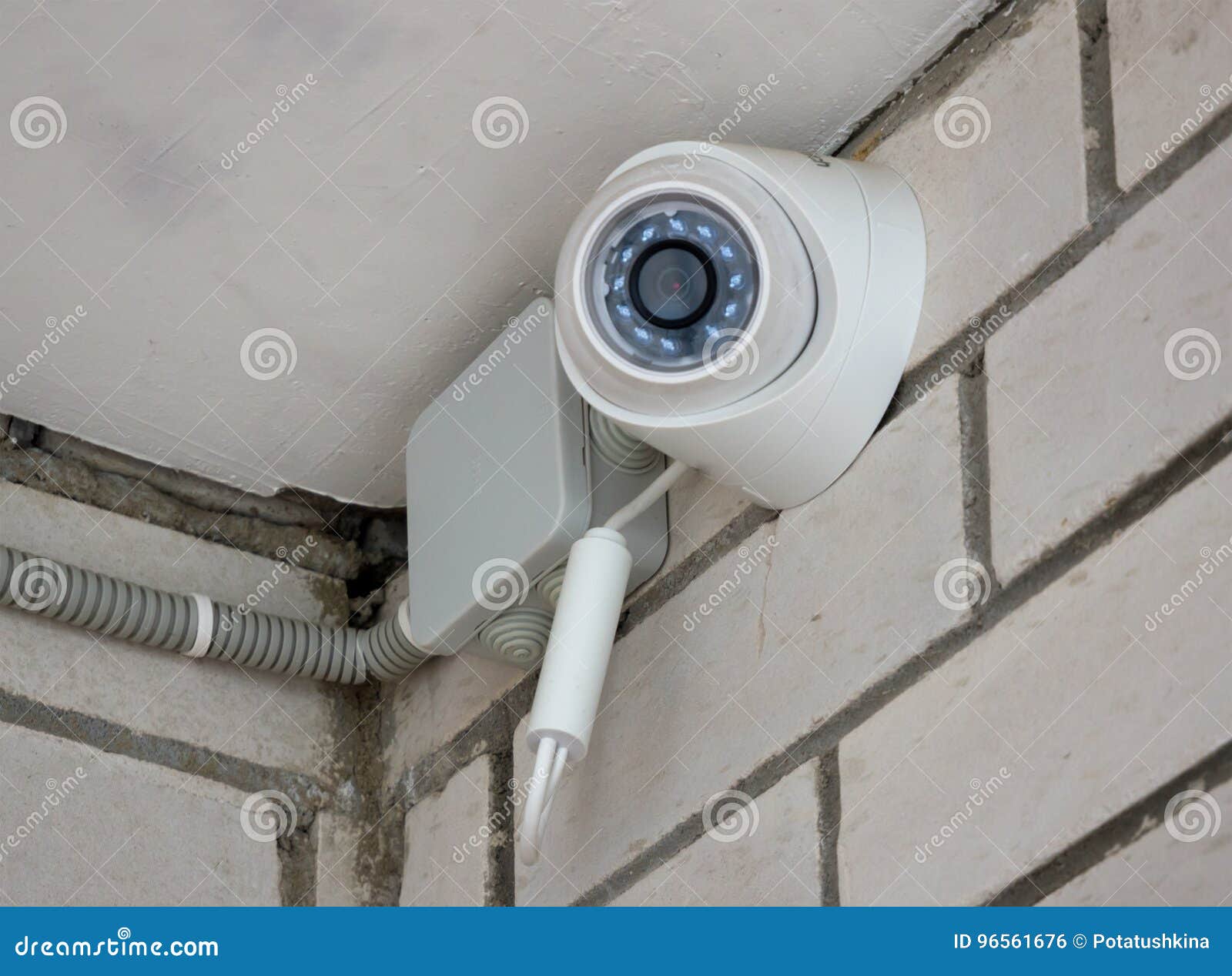 Video Surveillance Camera on a Brick Wall Stock Photo - Image of guard ...