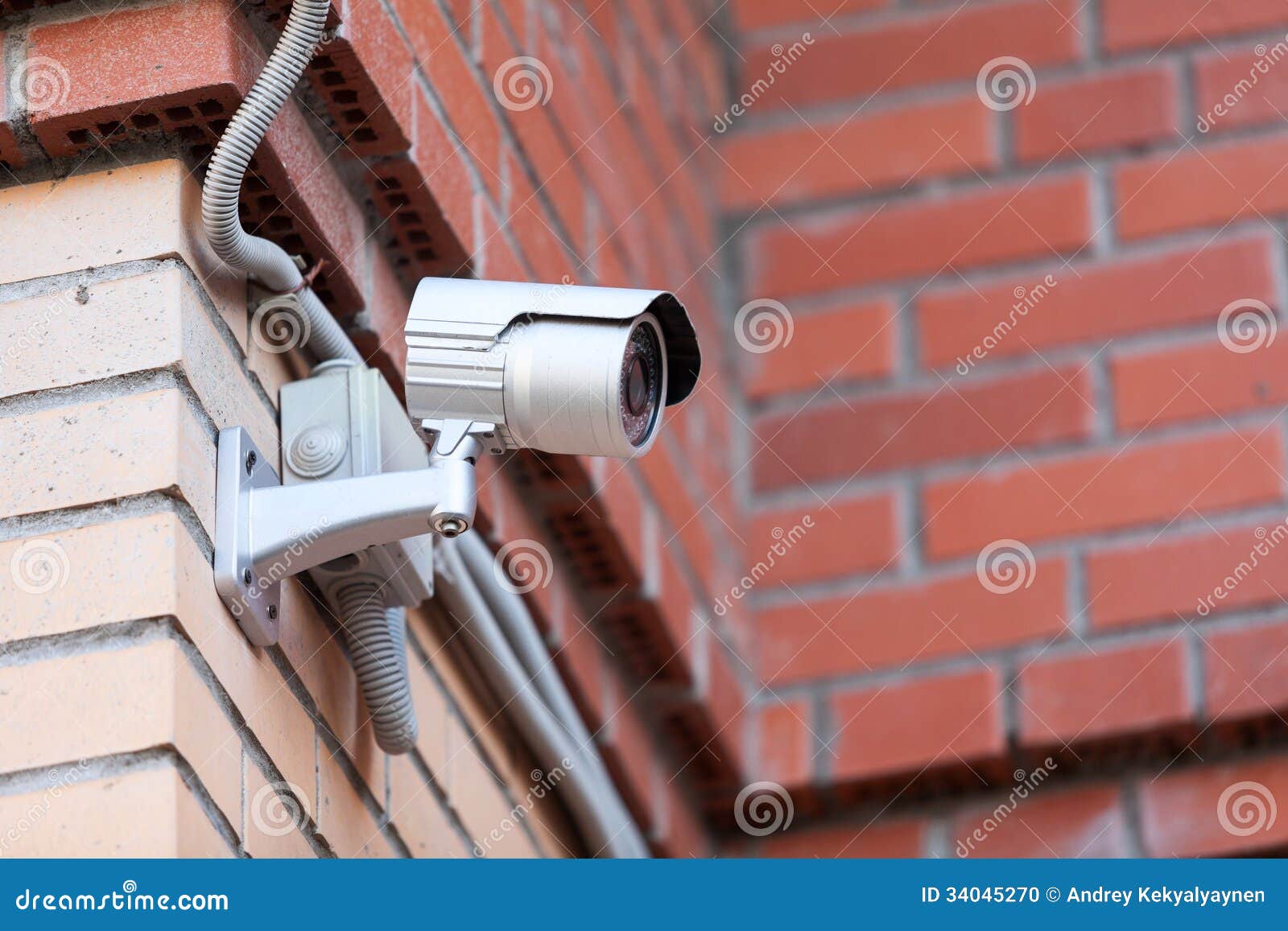 Video Surveillance Camera on Brick Wall Stock Photo - Image of safety ...