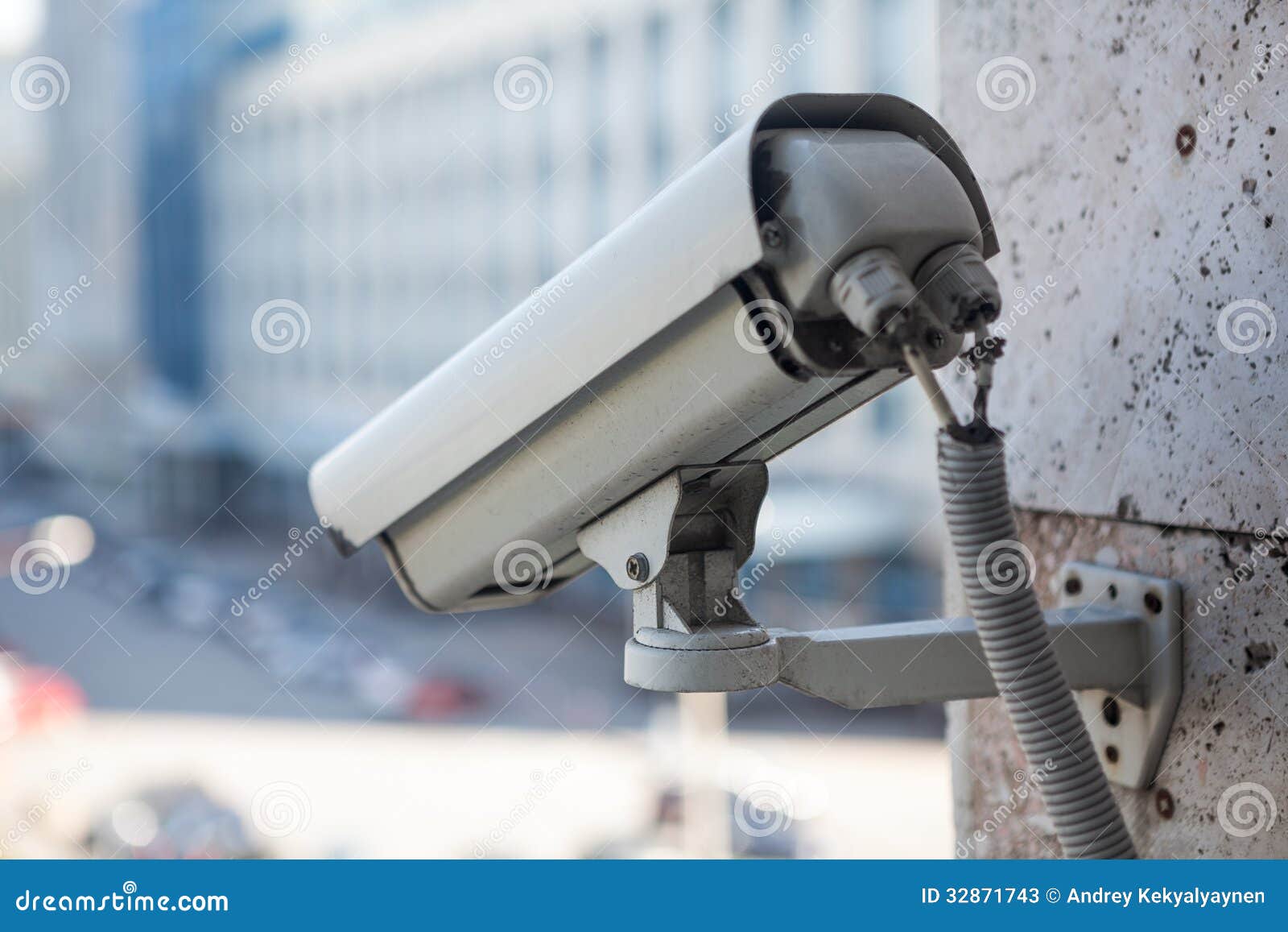 Video Surveillance Camera Close-up View Stock Image - Image of cable ...