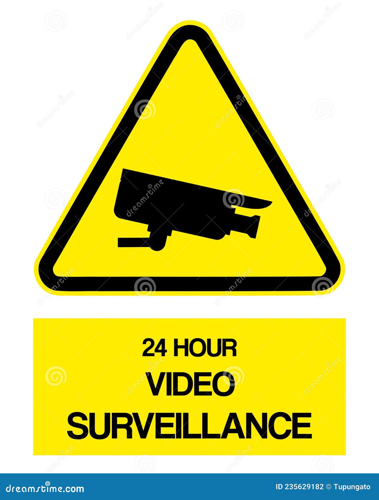 Video Surveillance Camera Warning Sign Stock Vector - Illustration of ...