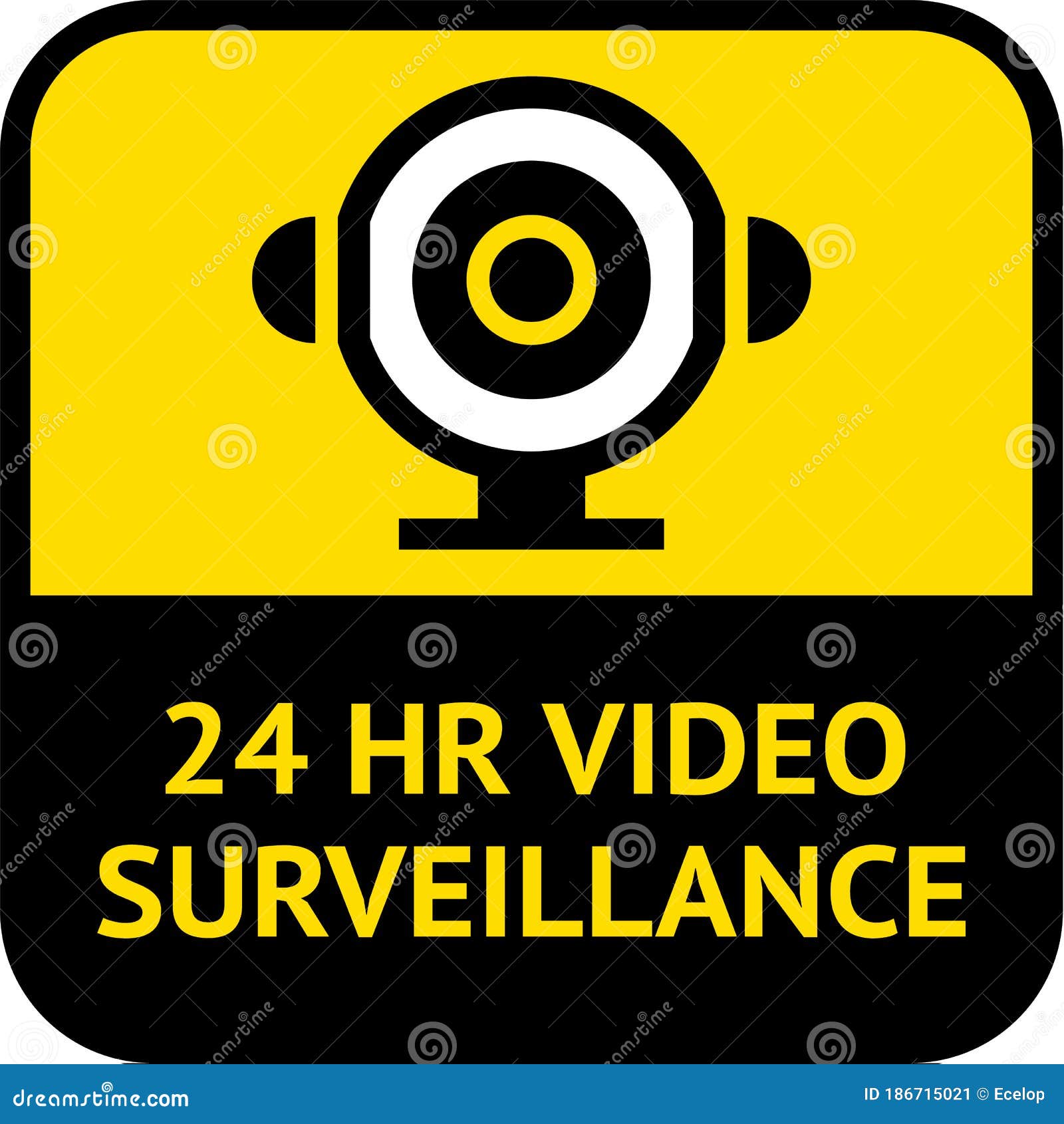 Video Surveillance, Cctv Label Square Shape, Vector Illustration Stock ...