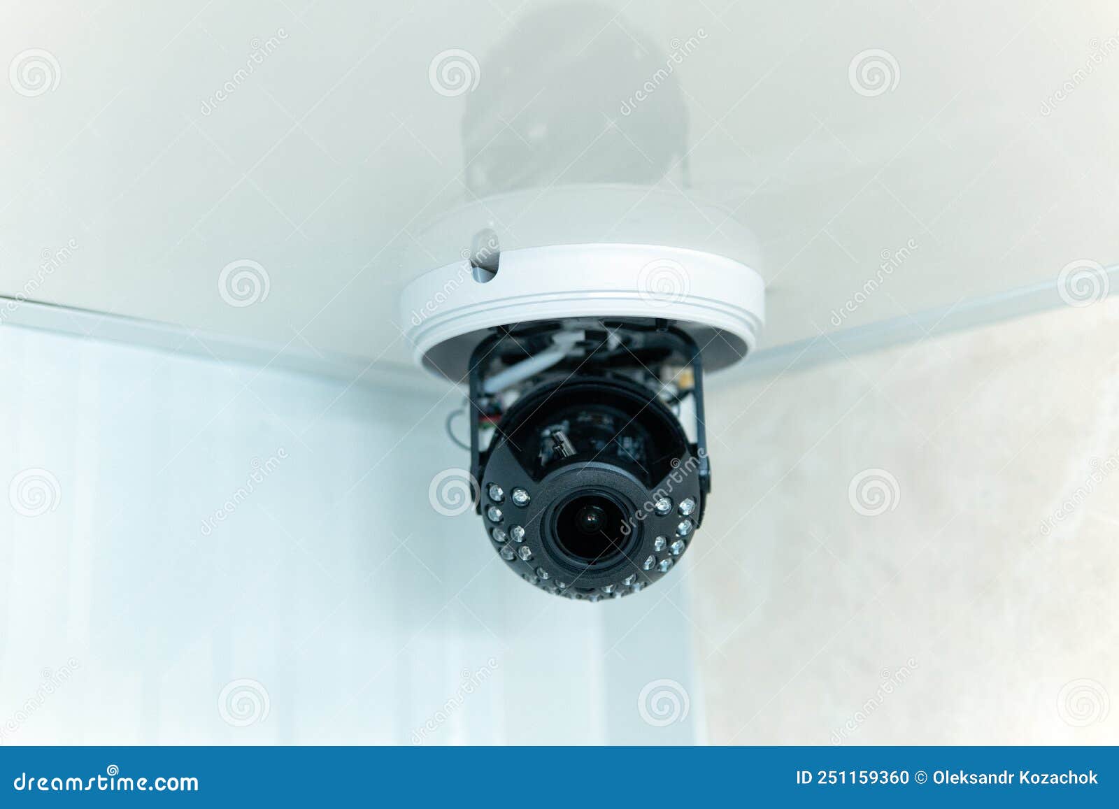 Video Surveillance Indoors, Surveillance Camera Inside on the Ceiling ...
