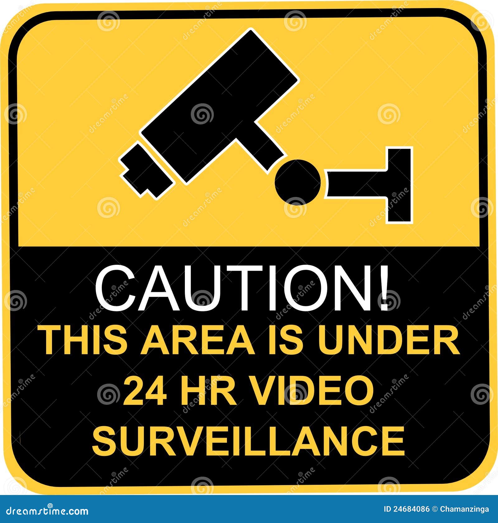 Video surveillance sign stock illustration. Illustration of hour - 24684086