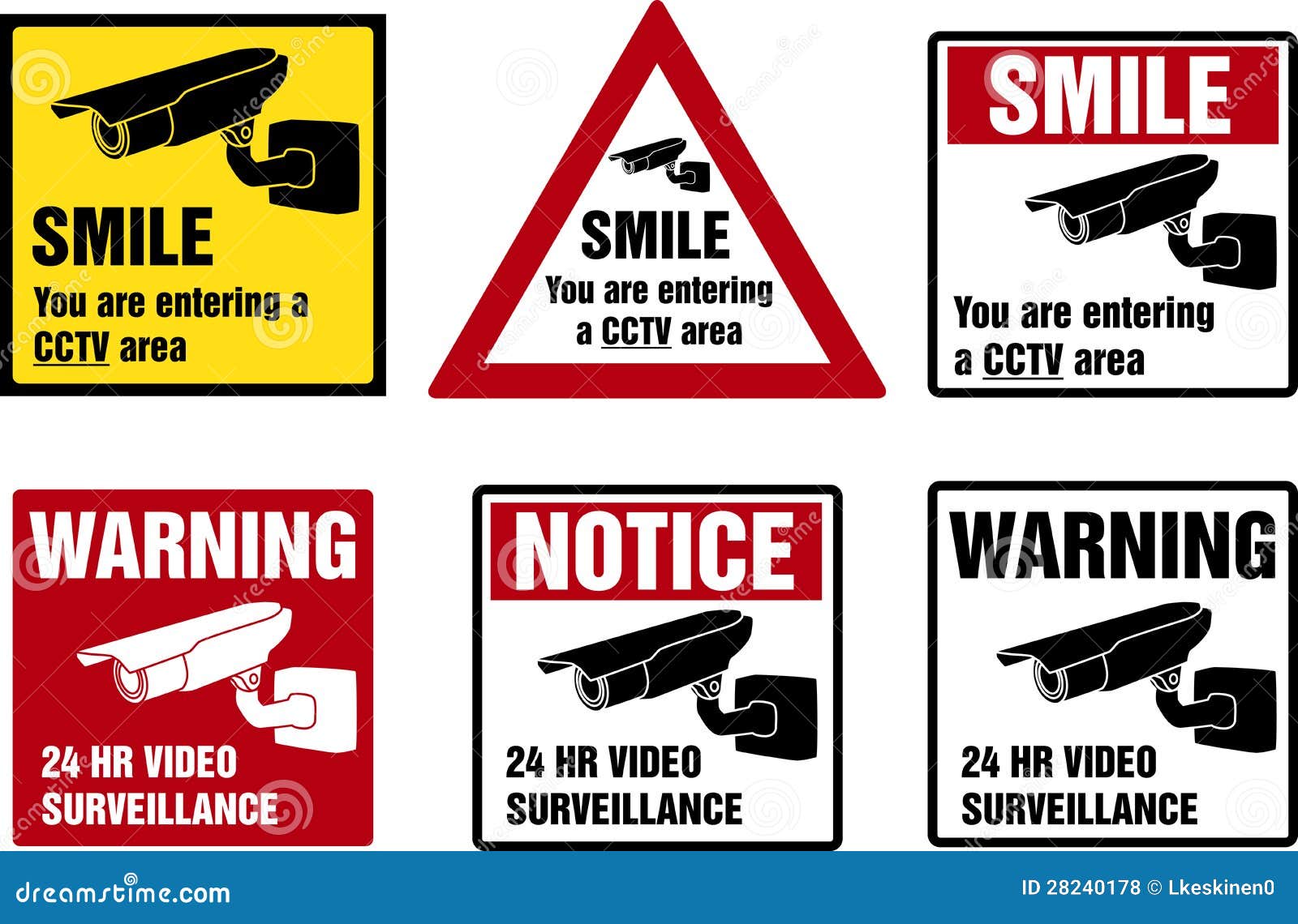 Video surveillance signs stock vector. Illustration of blue - 28240178