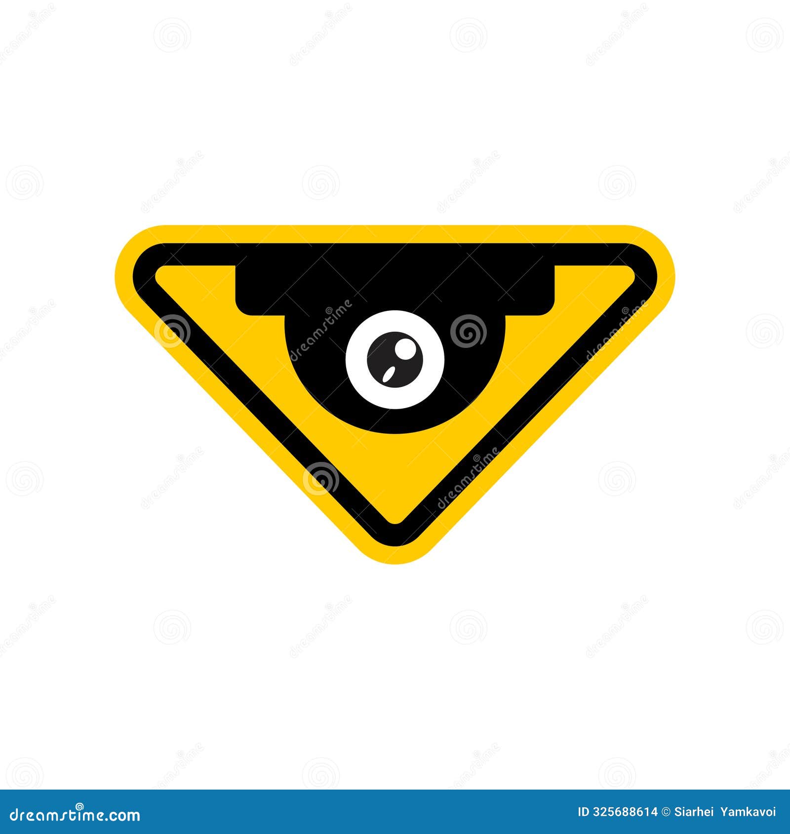 Video Surveillance Triangular Sign with Dome Camera Icon. Cctv Warning ...