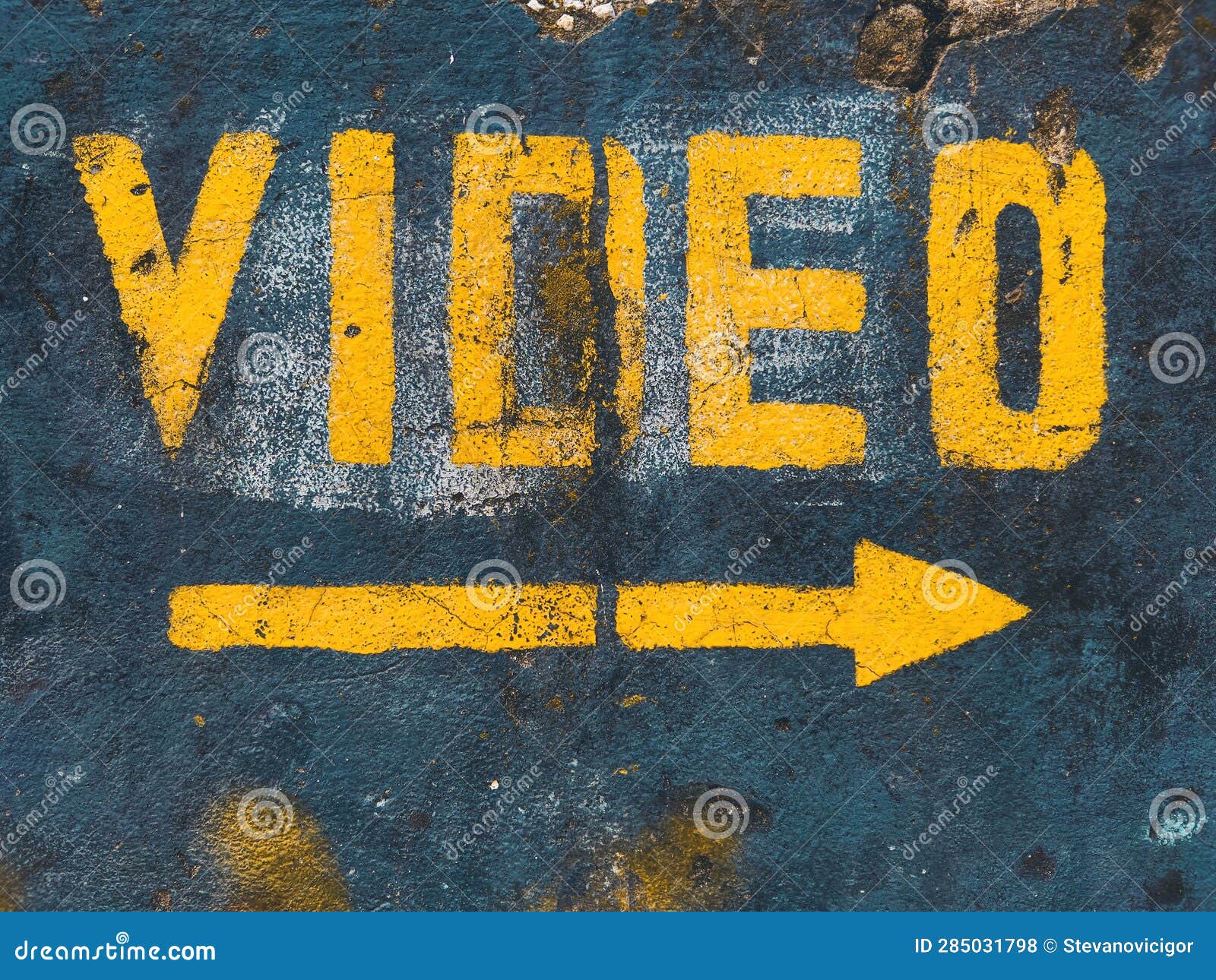 Video Text with Direction Arrow Pointing To the Right Stock Photo ...