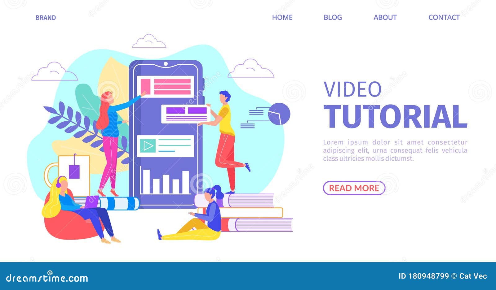Video Tutorial Application, Vector Illustration. Online Education on ...