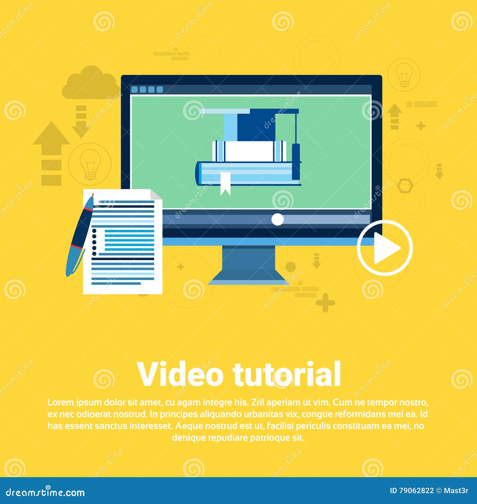Video Tutorial Editor Concept Modern Technology Web Banner Stock Vector ...
