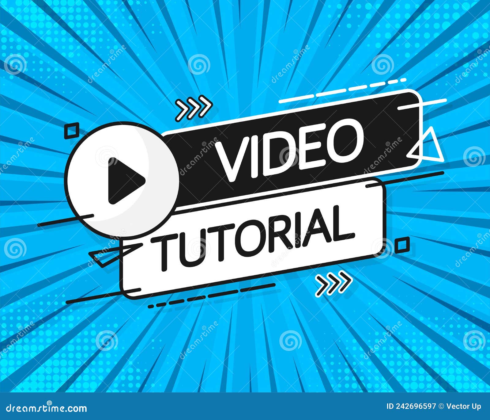 Video Tutorial Icon on Blue Background. Video Tutorial Banner Stock ...