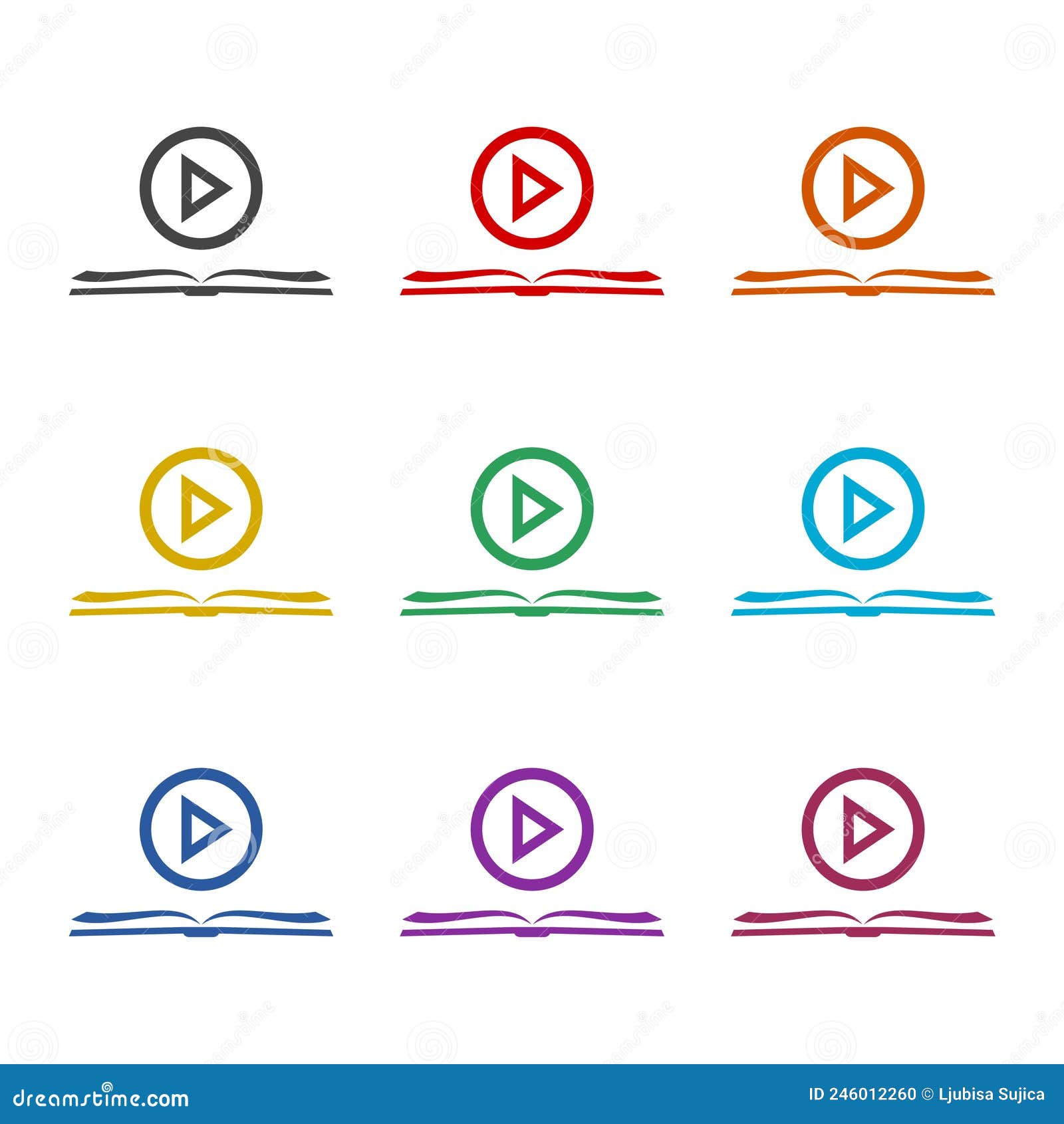 Video Tutorial Icon Color Set Stock Vector - Illustration of icon ...