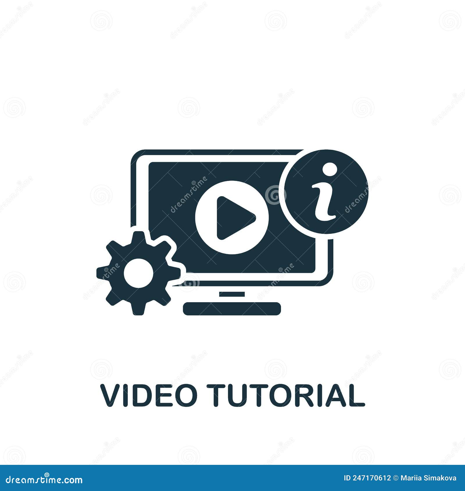 Video Tutorial Icon. Monochrome Simple E-Learning Icon for Templates ...