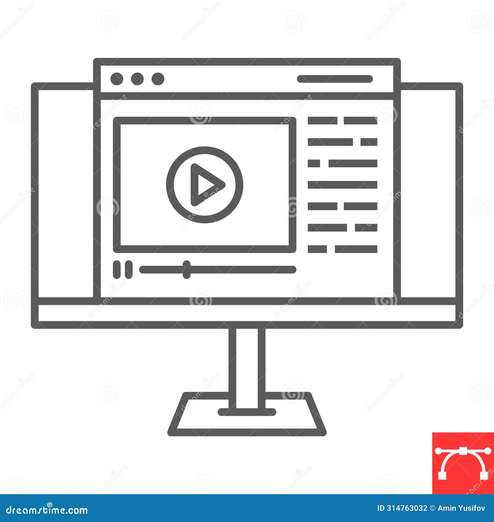 Video tutorial line icon stock vector. Illustration of media - 314763032