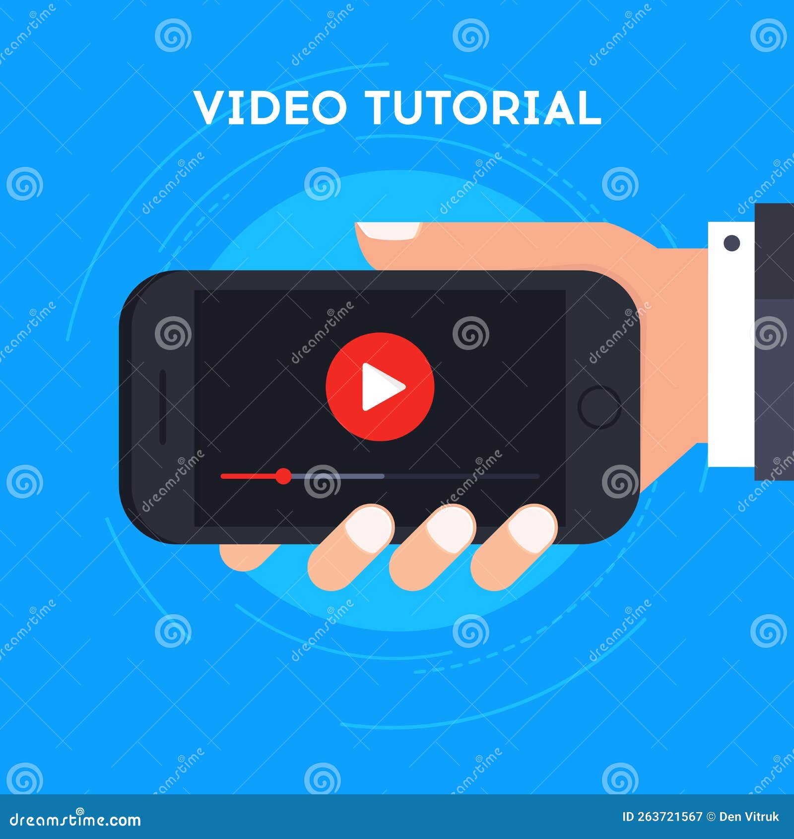 Video Tutorial on Mobile Phone Vector Illustration Stock Illustration ...