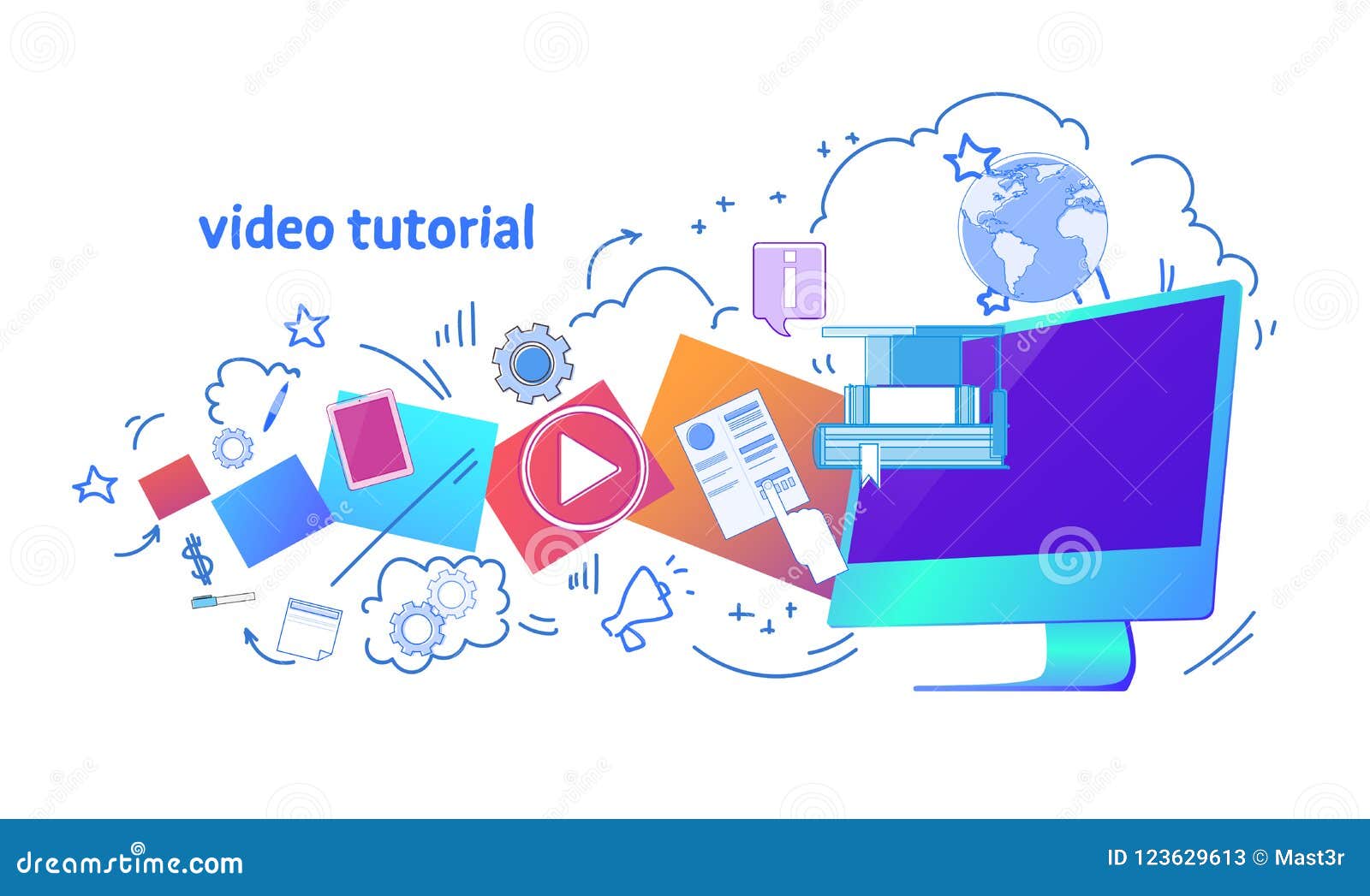 Video Tutorial Online Education Business Concept Template Web ...