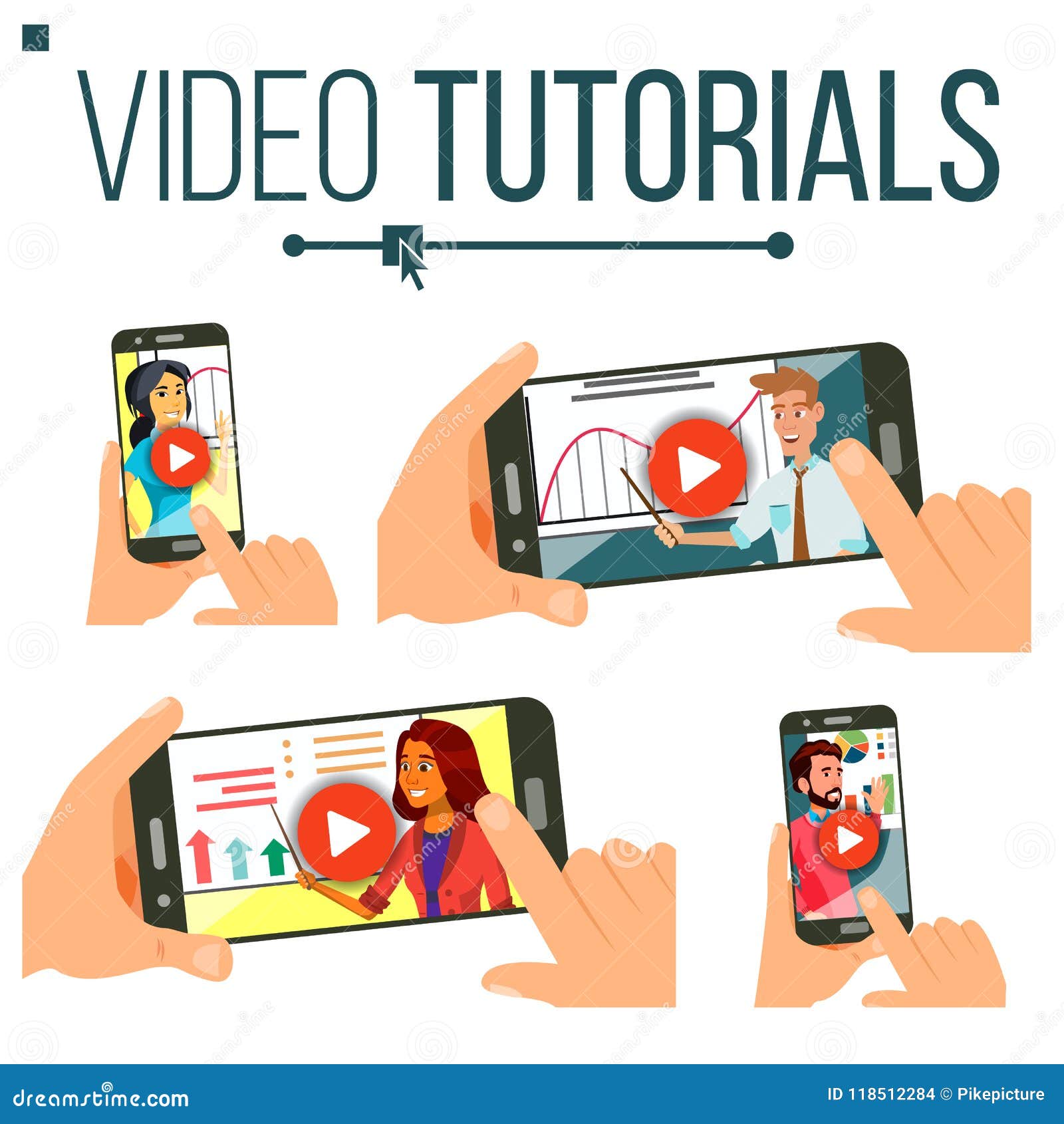 Video Tutorial Set Vector. Streaming Video. Online Education. Study and ...