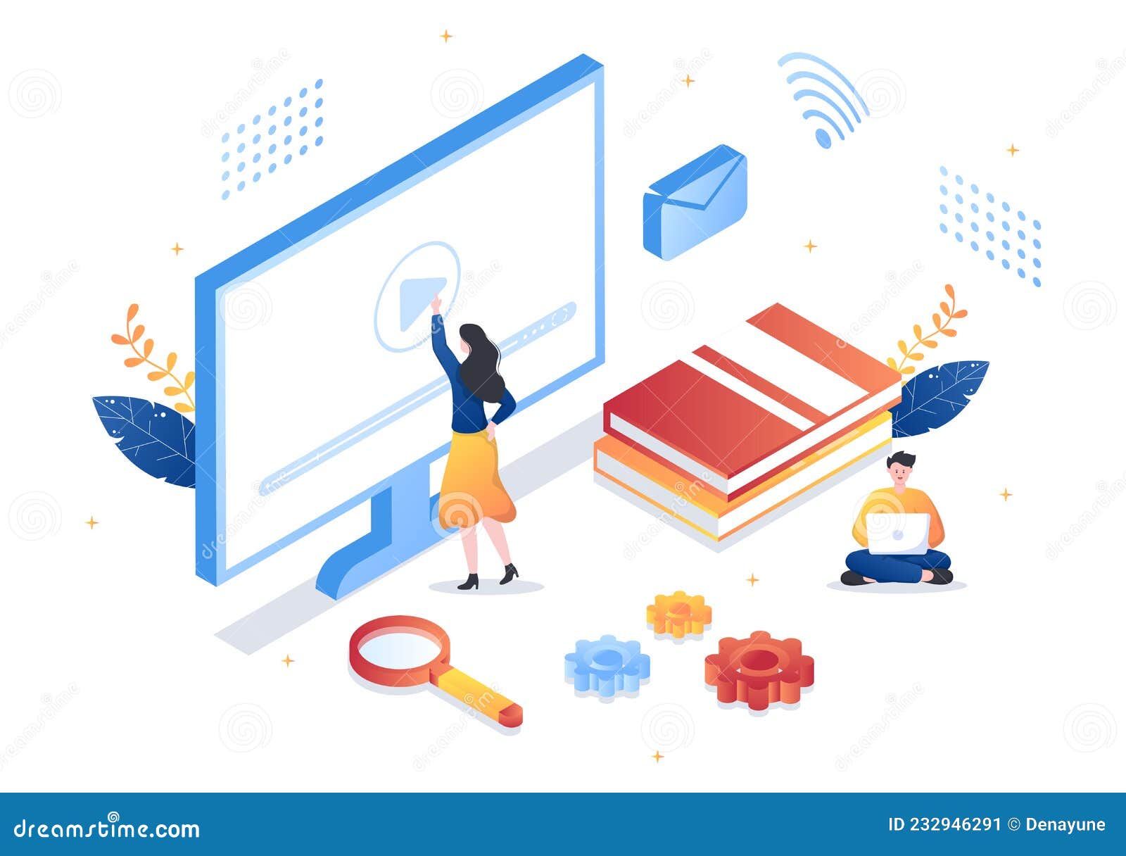 Video Tutorials Background Vector Illustration. Watching and Streaming ...