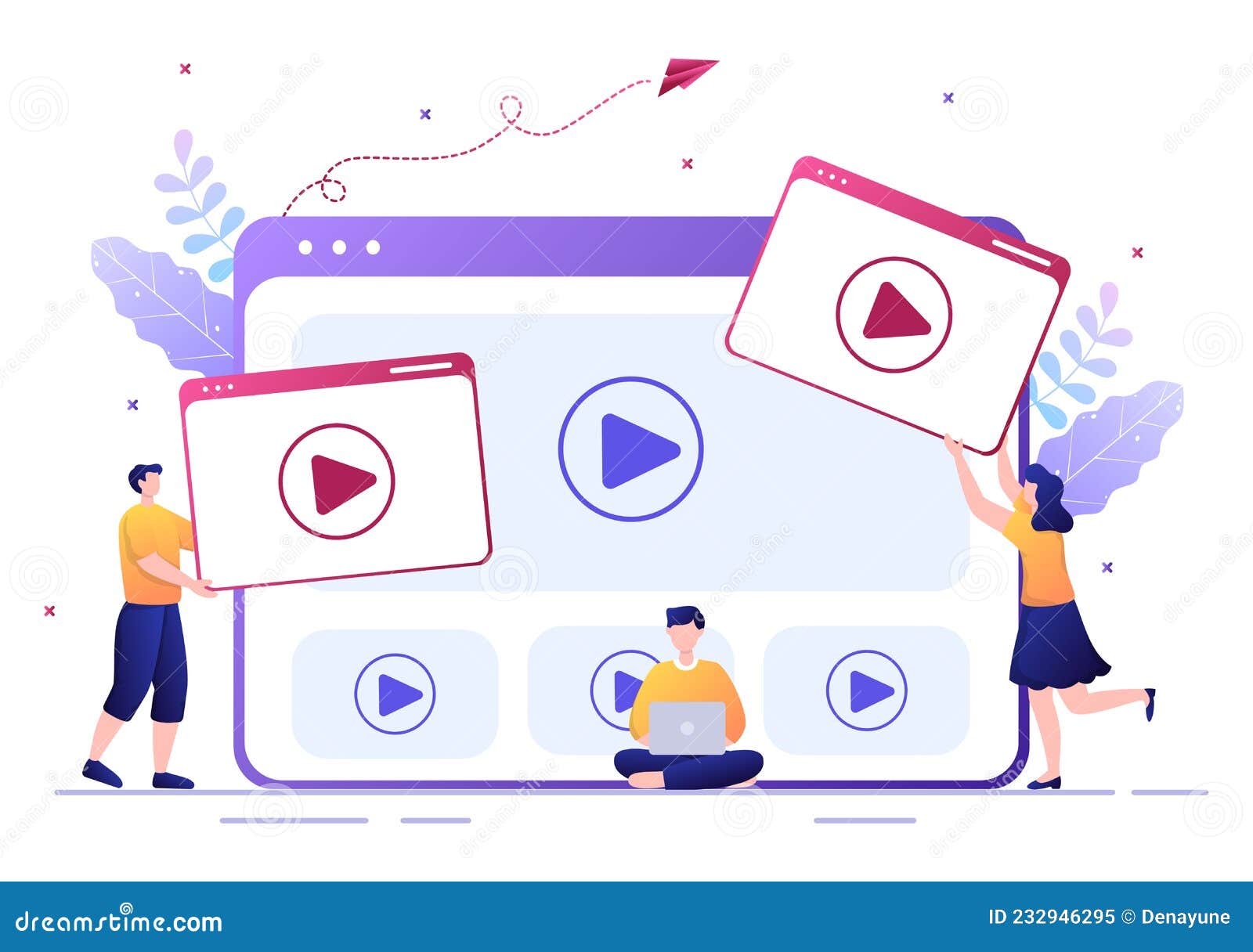 Video Tutorials Background Vector Illustration. Watching and Streaming ...