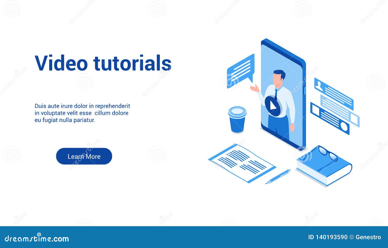 Video Tutorials 3d Lp Template 2 Stock Vector - Illustration of ...