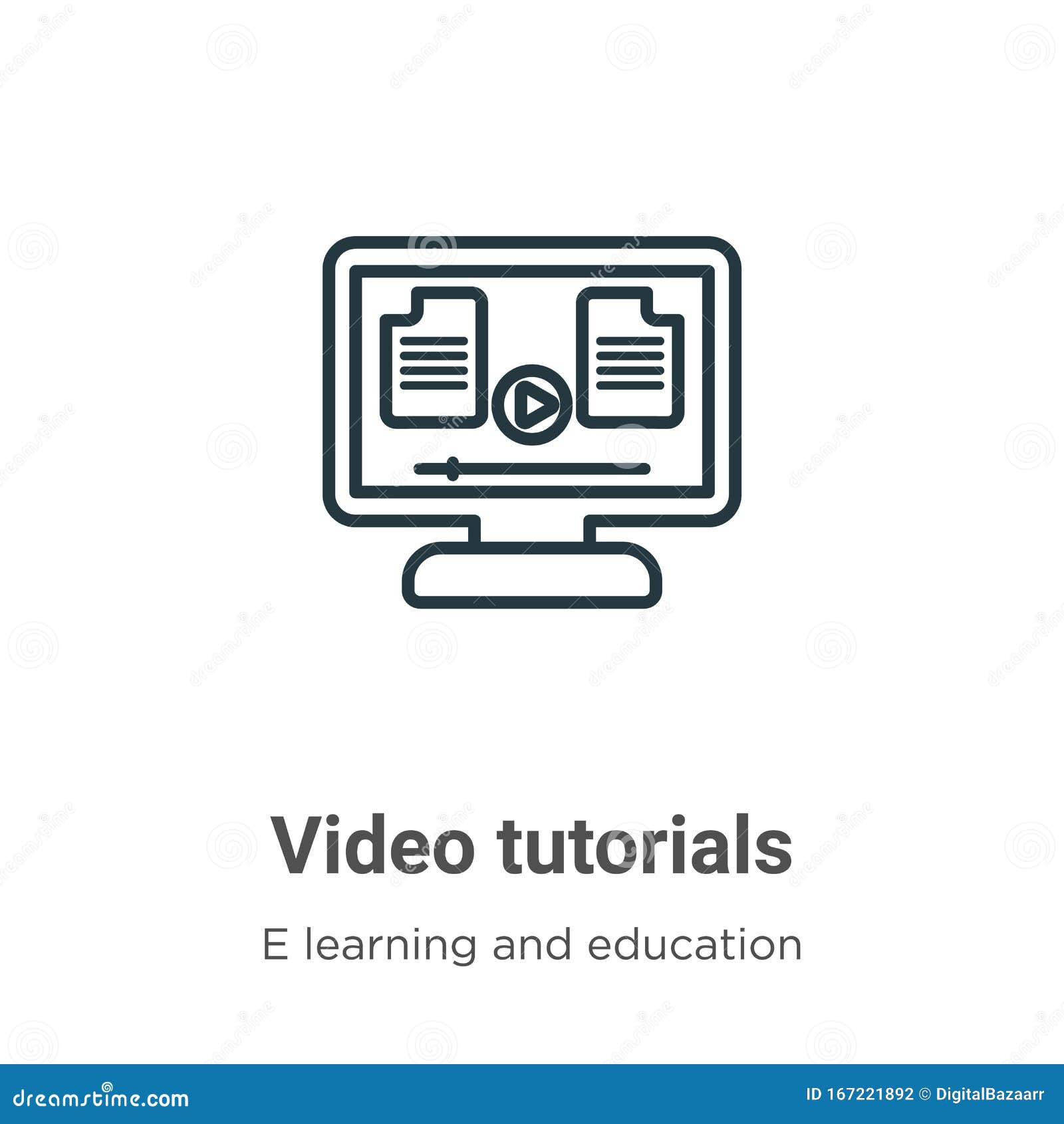 Video Tutorials Outline Vector Icon. Thin Line Black Video Tutorials ...
