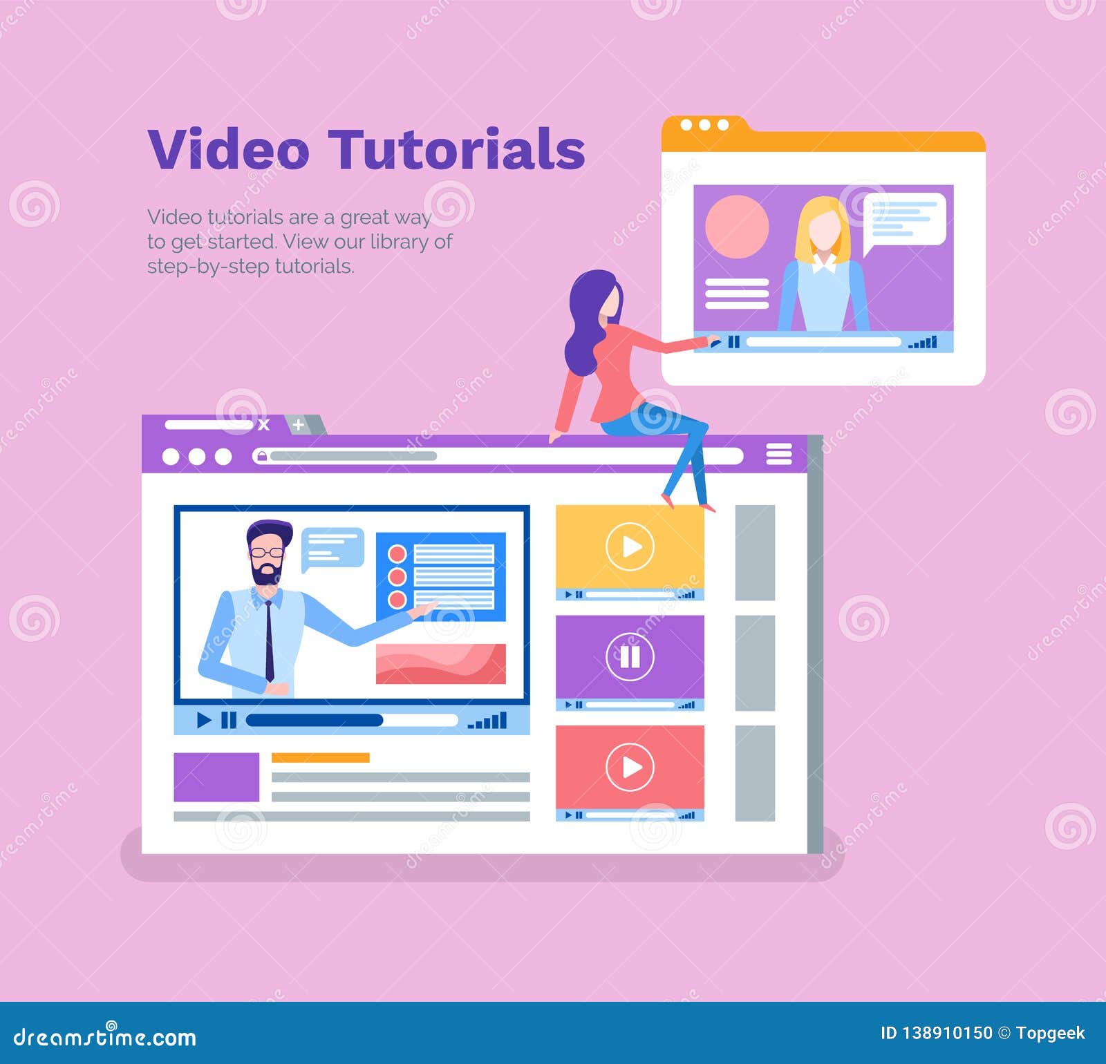 Video Tutorials Poster with Text Sample and Info Stock Vector ...