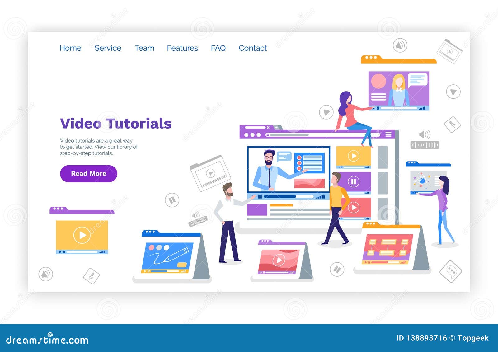 Video Tutorials Web Page with Text Sample Devices Stock Vector ...
