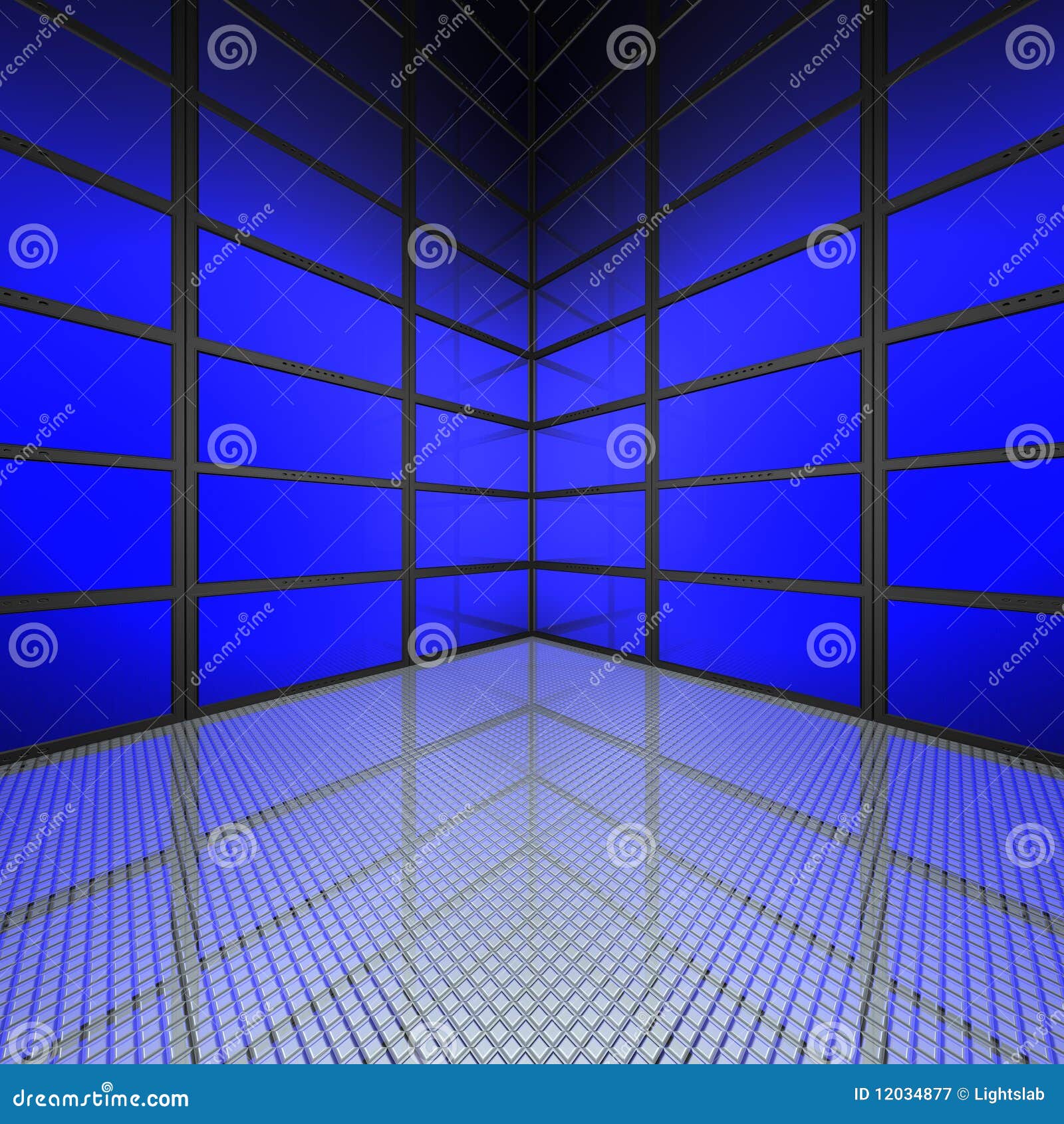 Video Wall with Blue Screens Stock Illustration - Illustration of ...