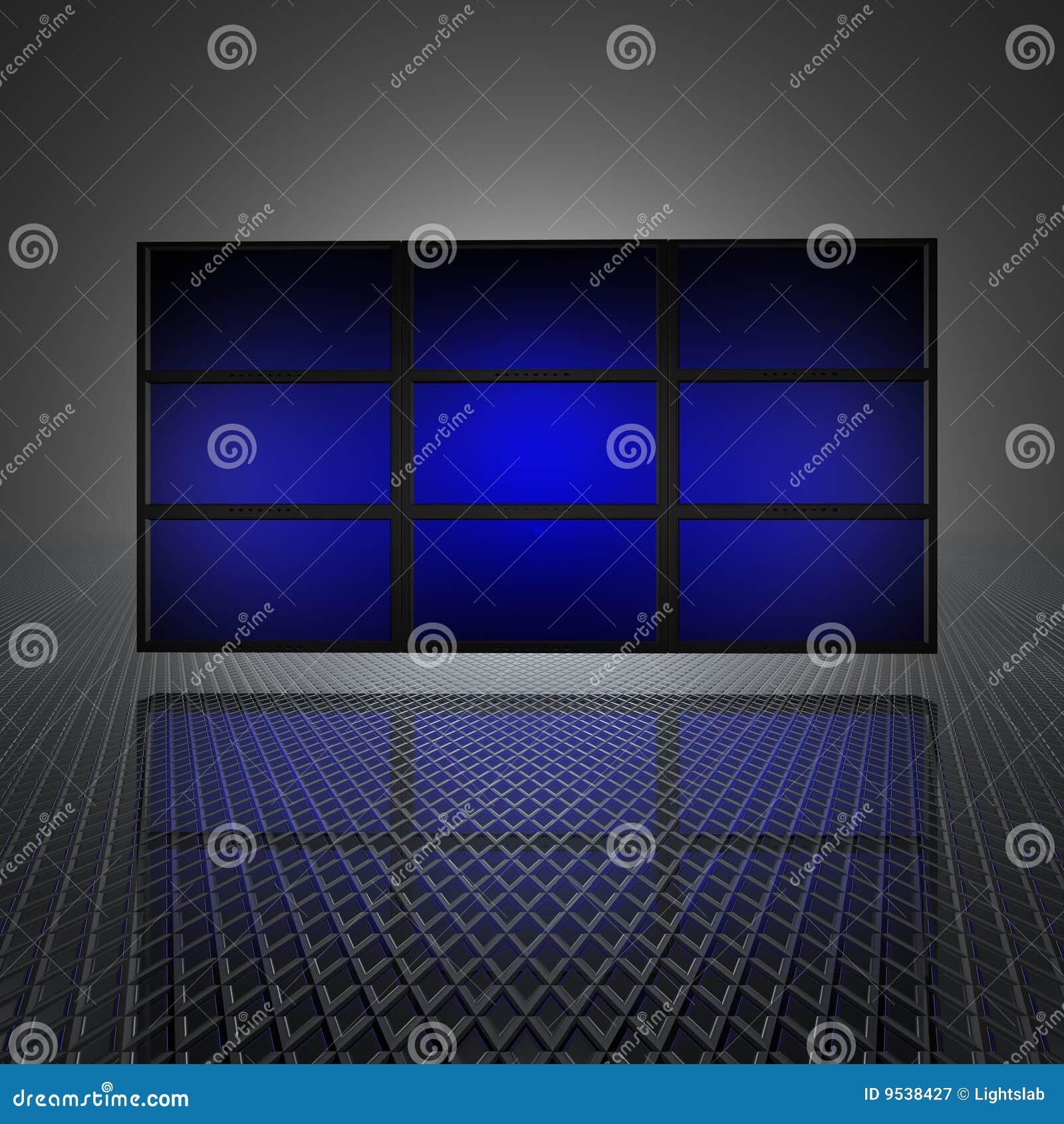 Video Wall with Blue Screens Stock Illustration - Illustration of ...