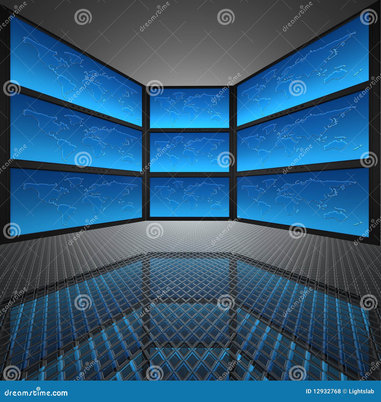 Video wall with screens stock illustration. Illustration of cinema ...