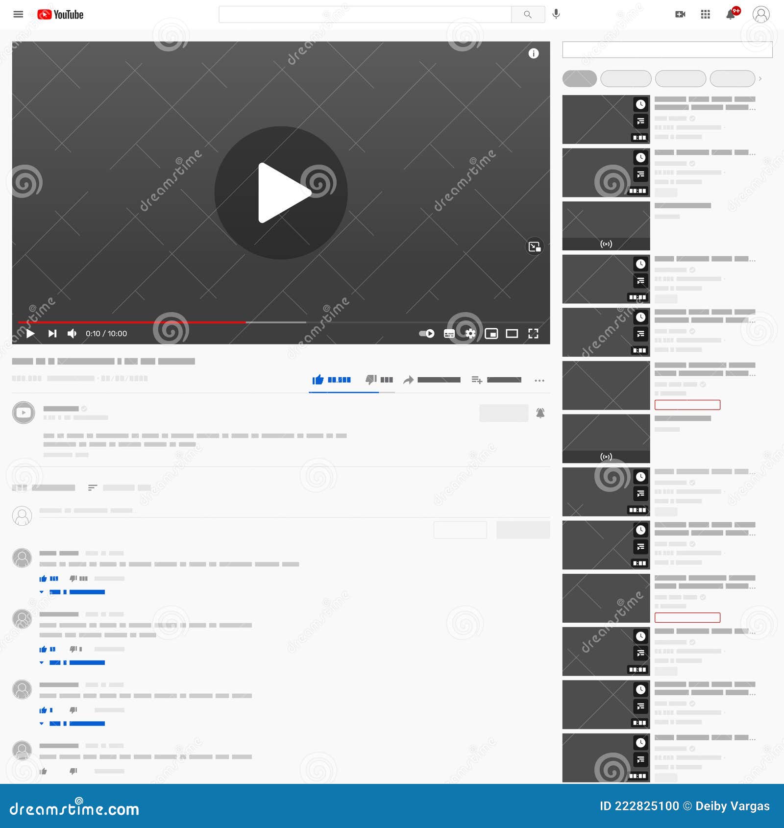 Youtube End Screen With Red Design And Red Lines. Youtube Video ...