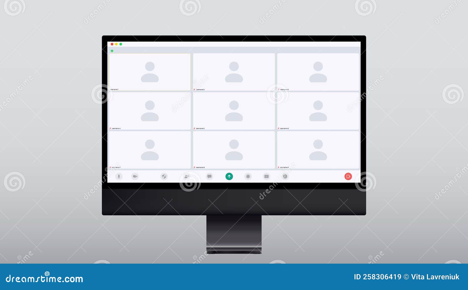 Videocall Interface Screen Vector Template, Web Chat Ui. Video Call ...