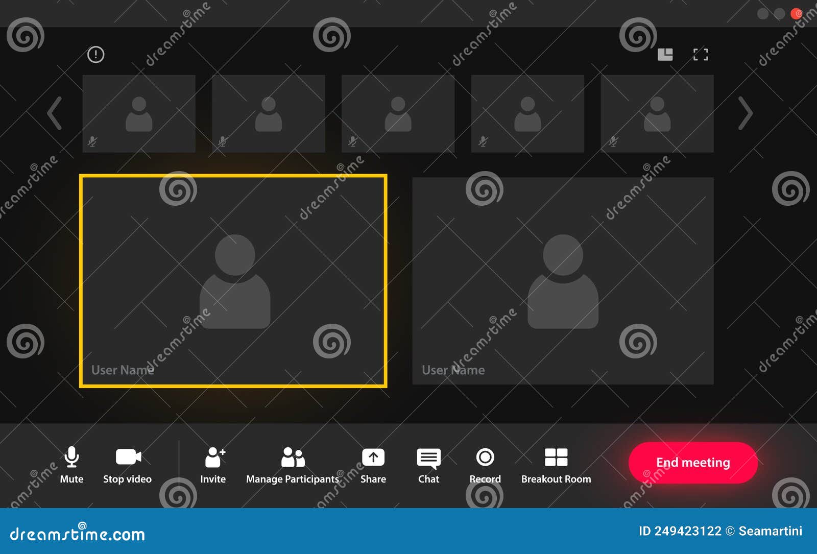 Videocall Interface, Video Call Conference Screen Stock Vector ...