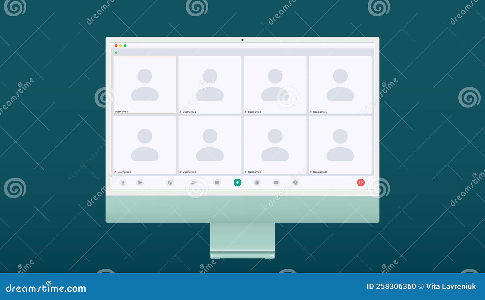 Videocall Interface, Video Call Screen or Conference Chat UI Template ...