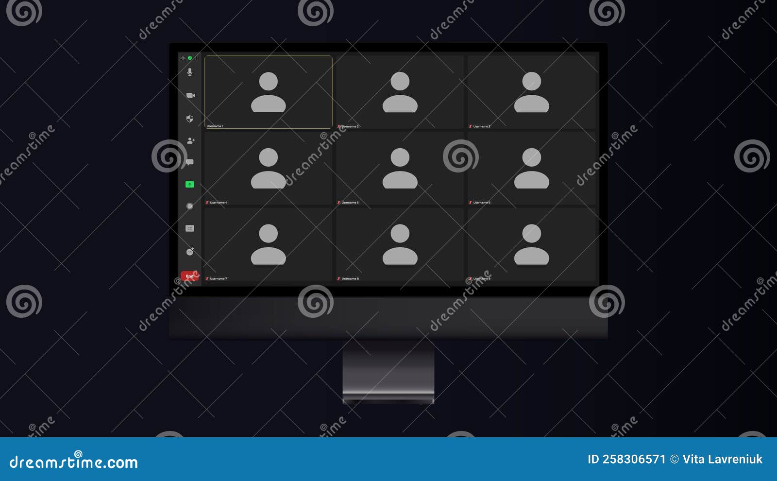 Videocall Interface, Video Call Screen or Conference Chat UI Template ... Videocall Interface, Video Call Screen or Conference Chat UI Template ...