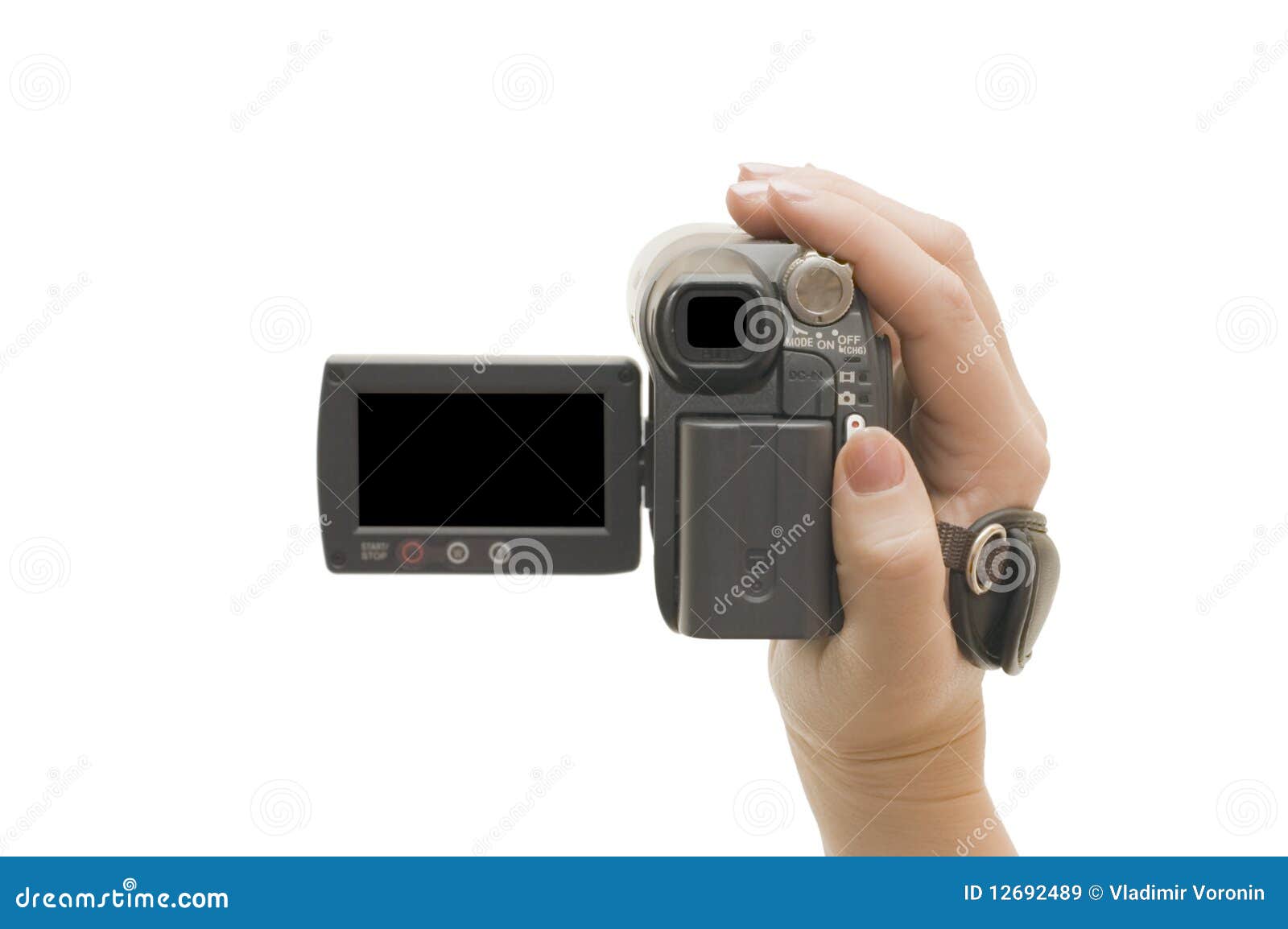 Videocamera in a Female Hand Stock Image - Image of film, entertainment ...