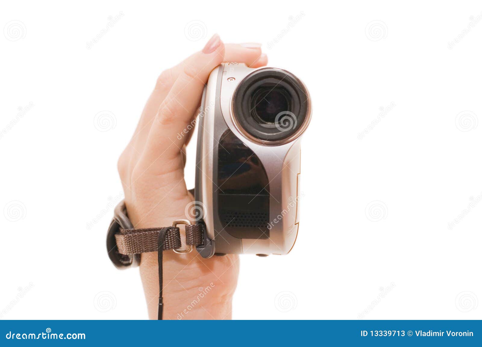 Videocamera in a Female Hand Stock Image - Image of capturing, cutout ...