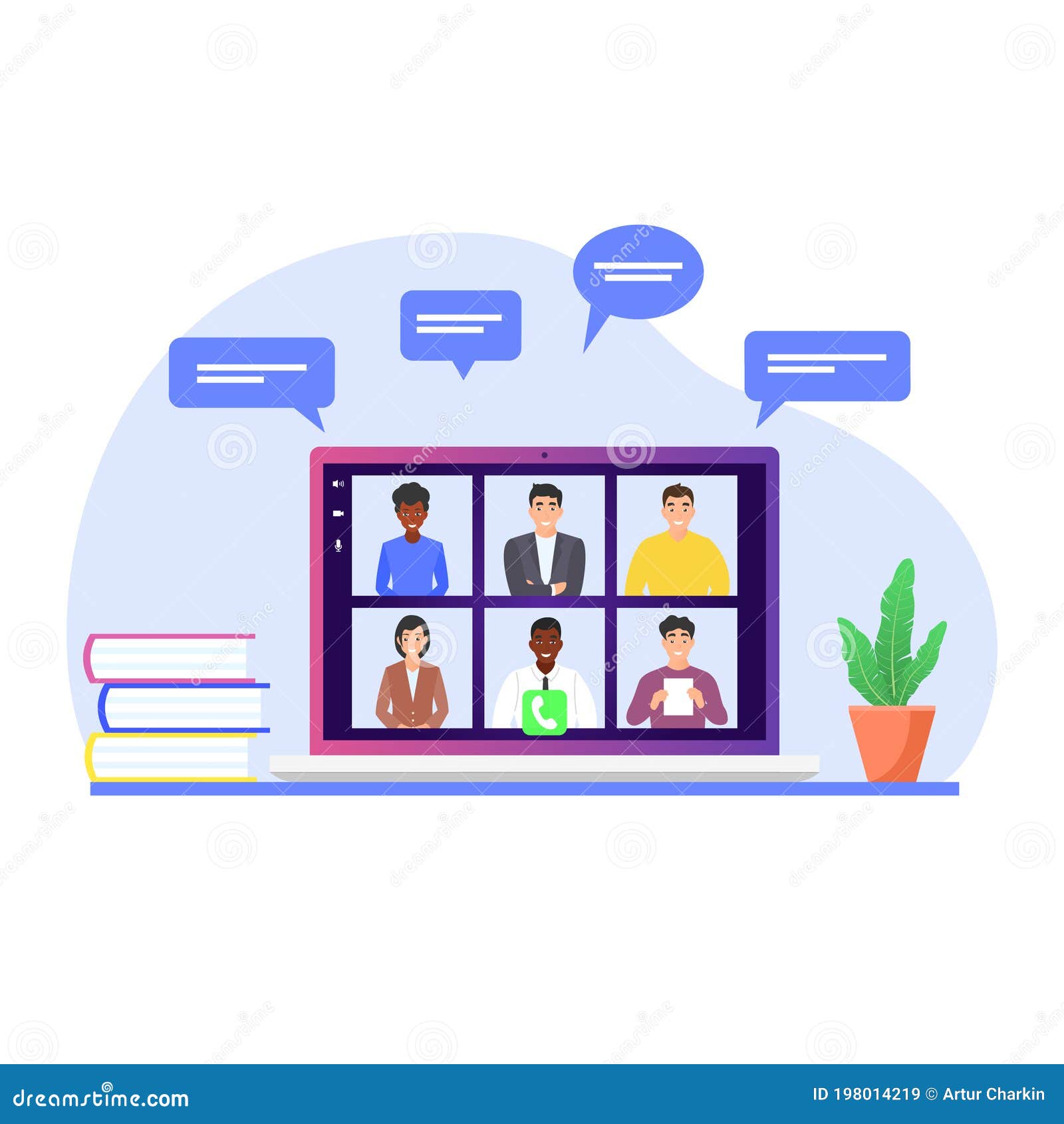 Videoconference of Colleagues on the Laptop Screen. Remote Work ...