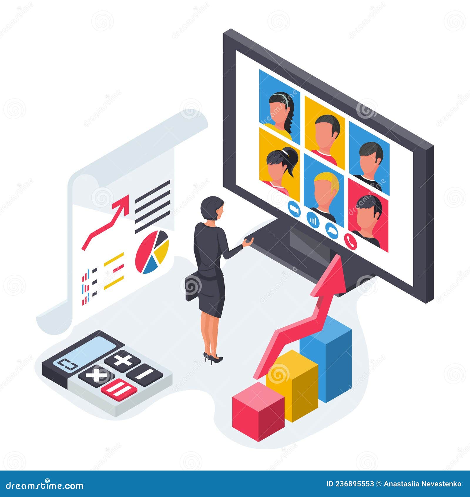 Videoconference Concept. Online Chat. Group of People at Business ...