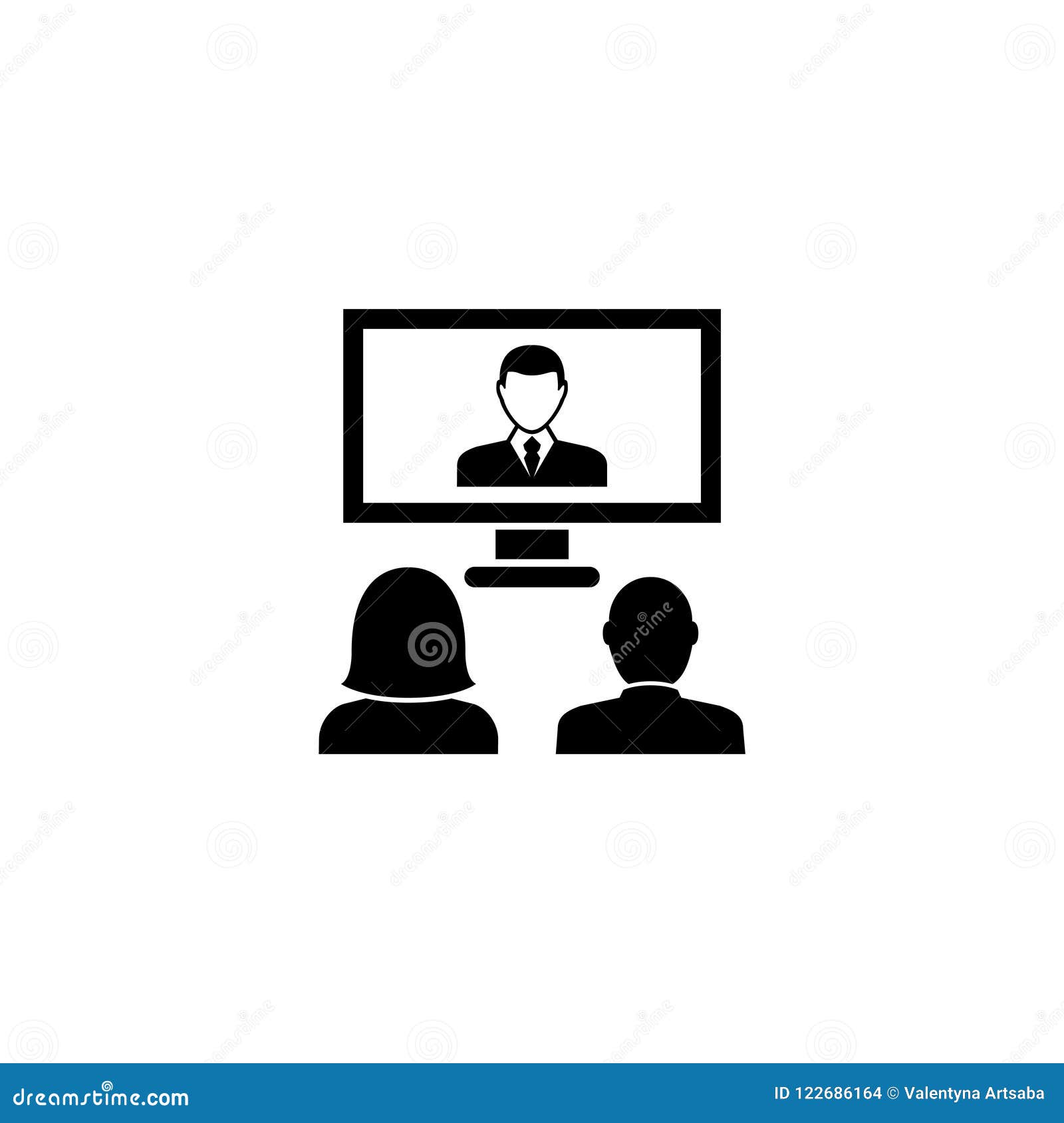 Videoconference, Online Presentation Flat Vector Icon Stock Vector ...