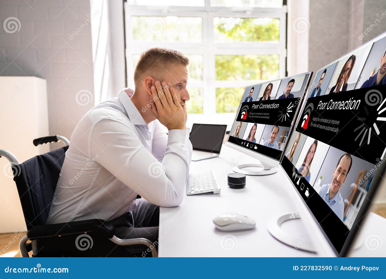Videoconference Webinar Meeting Bad Connection Stock Photo - Image of ...