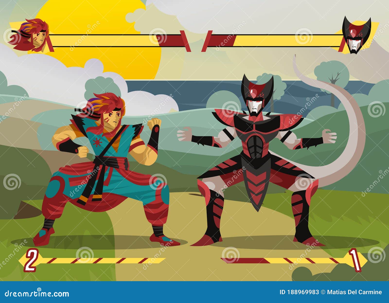 Anime Warriors Fighting Videogame Characters Stock Vector ...