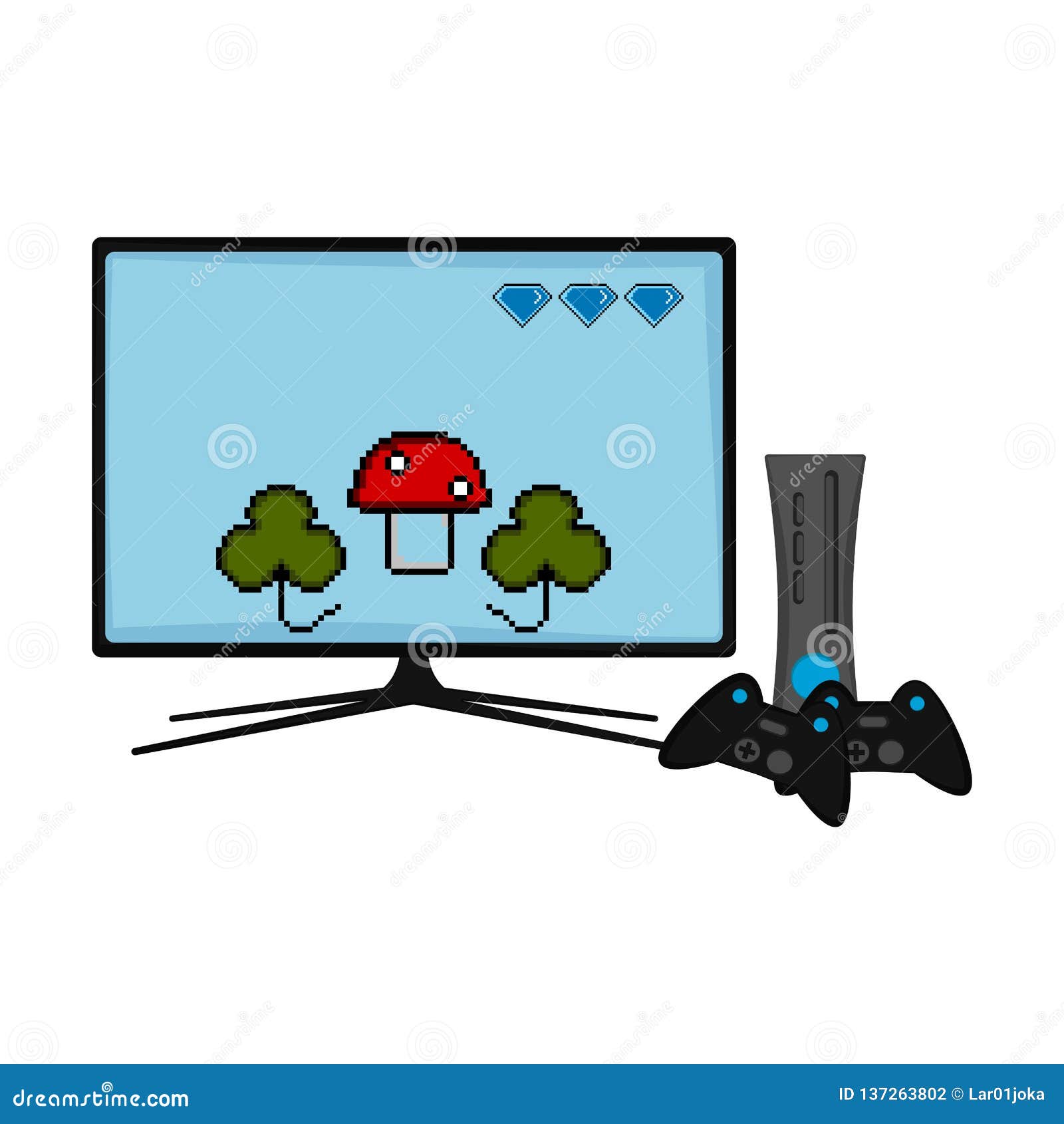 Videogame console with tv stock vector. Illustration of computer ...