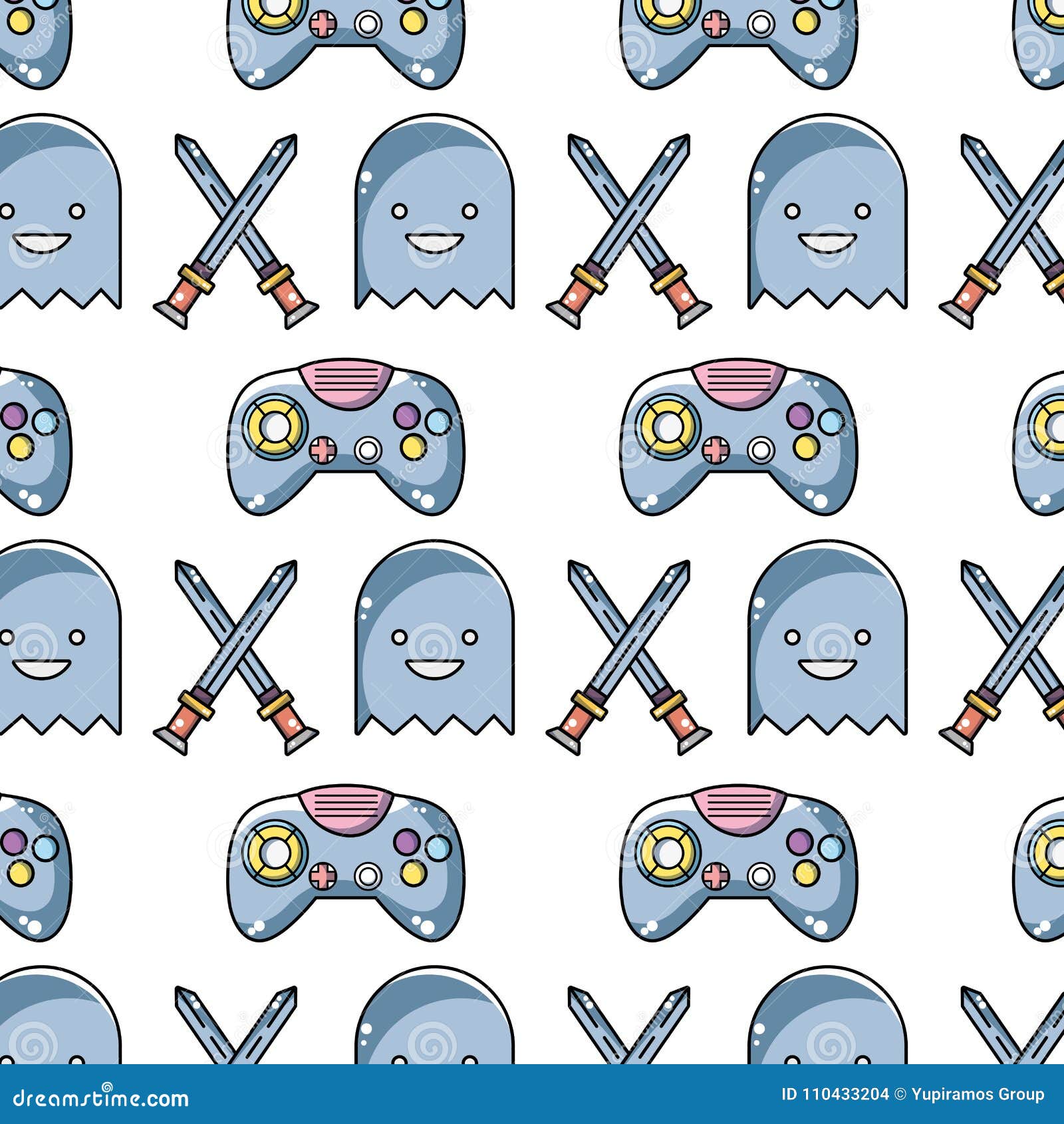 Videogame Controller with Swords and Game Character Stock Vector ...