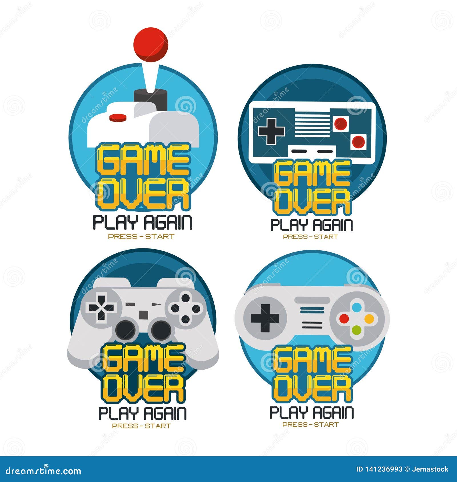 Videogame Game Over Emblems Stock Vector - Illustration of design, icon ...