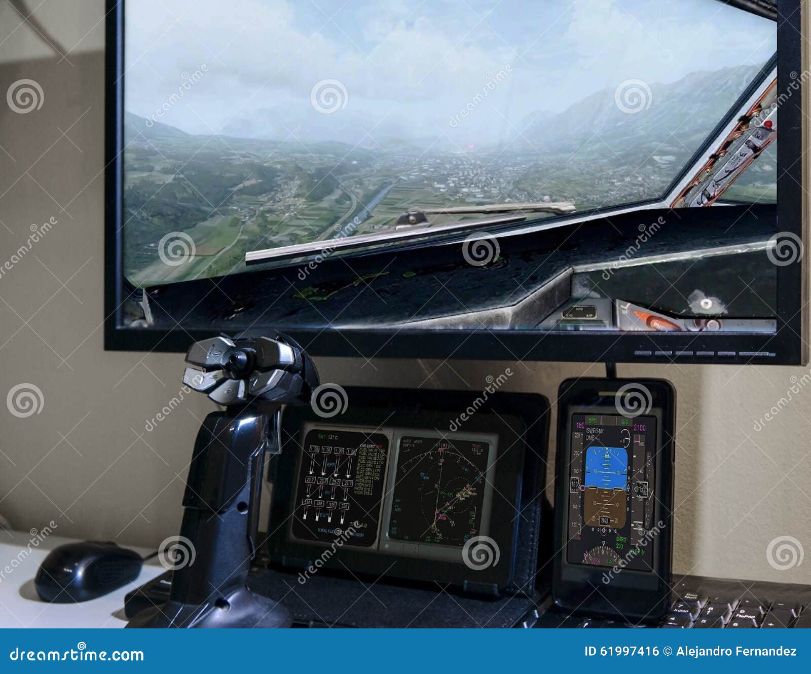 Videogame Joystick and Simulator Screen Stock Photo - Image of ...