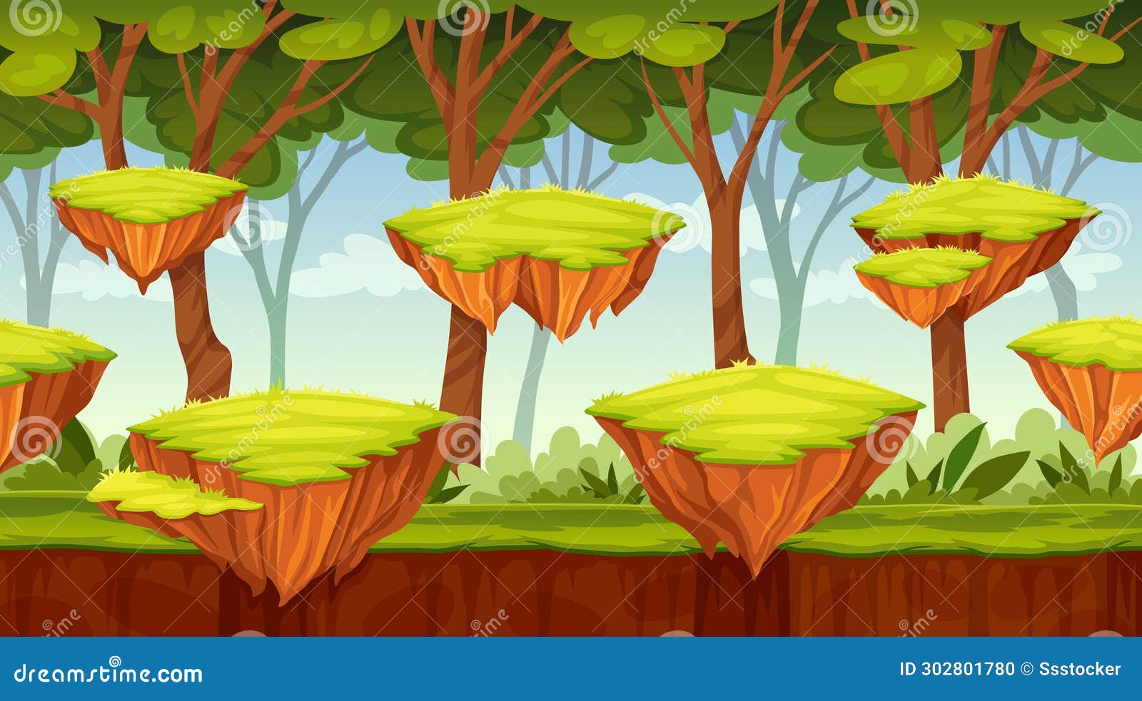 Ground Platforms Cartoon Vector Set. Mountain Stones Bricks Block ...