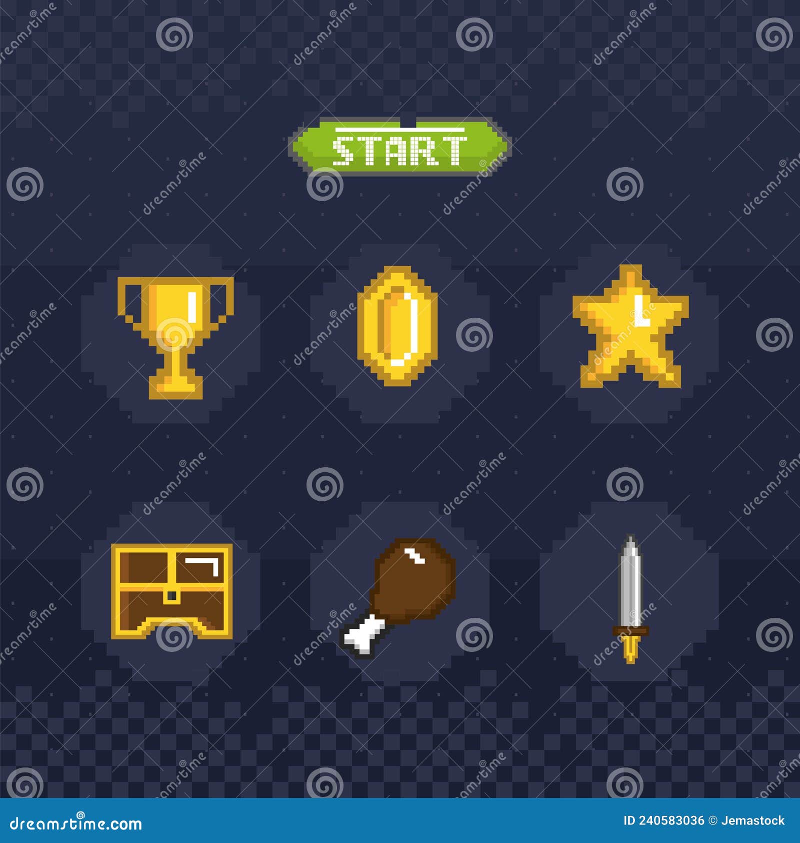 Videogame symbol set stock vector. Illustration of coin - 240583036