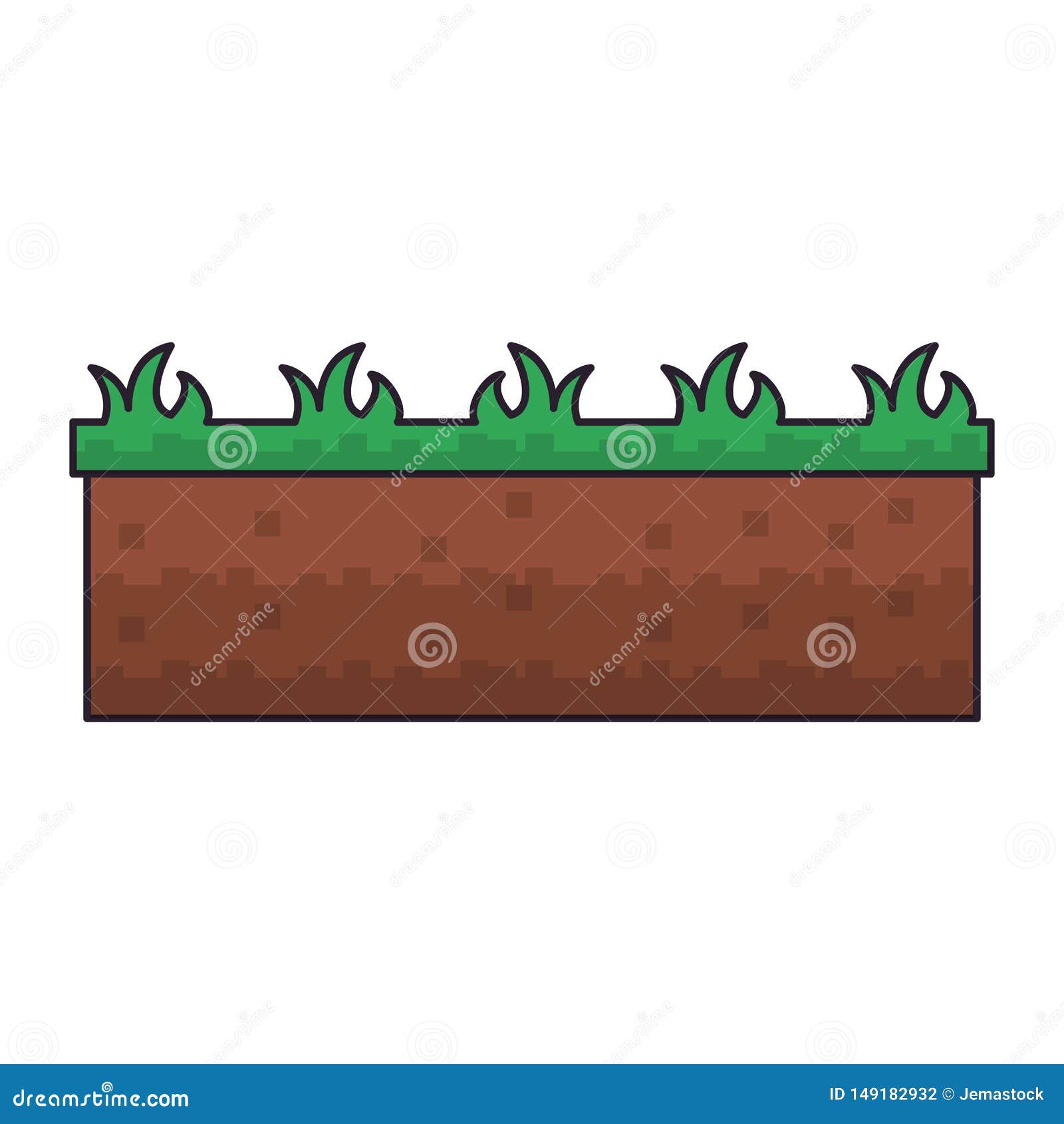 Videogame Terrain with Grass Cartoon Isolated Stock Vector ...